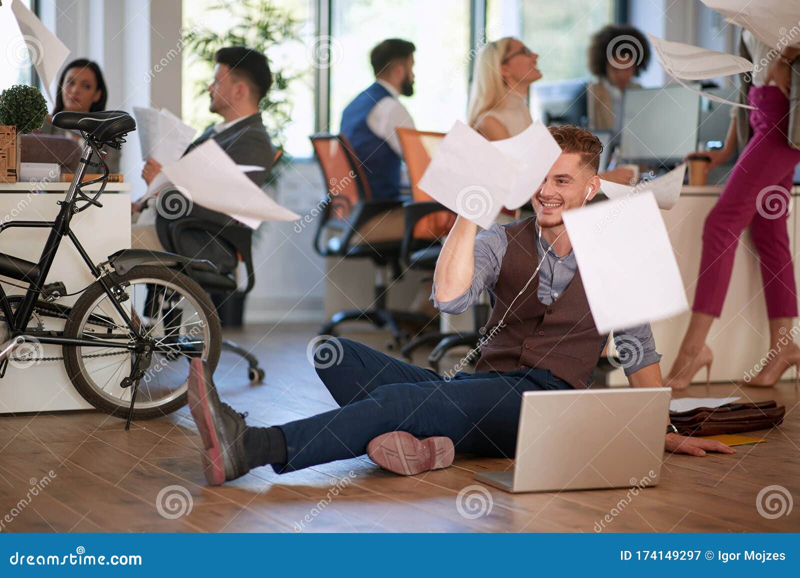 Happy Men are Celebrating Successful Finish Project Stock Image - Image ...