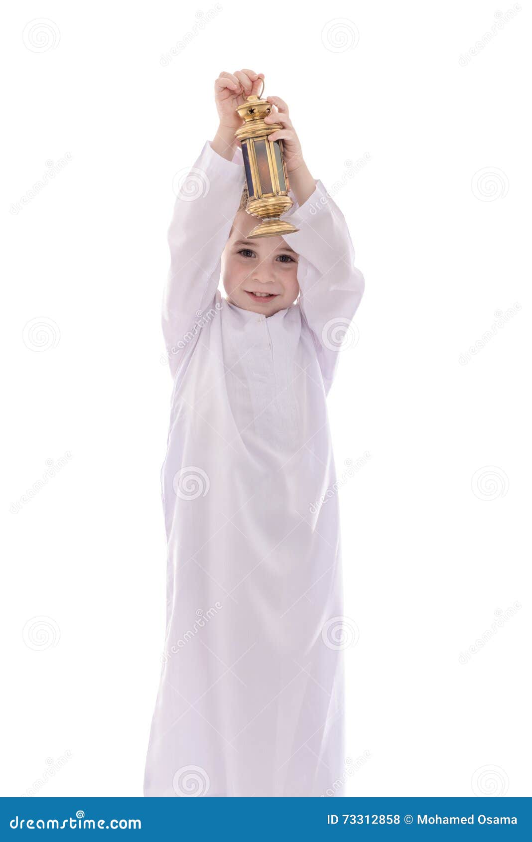 Happy Young Muslim Boy with Ramadan Lantern Stock Photo - Image of ...
