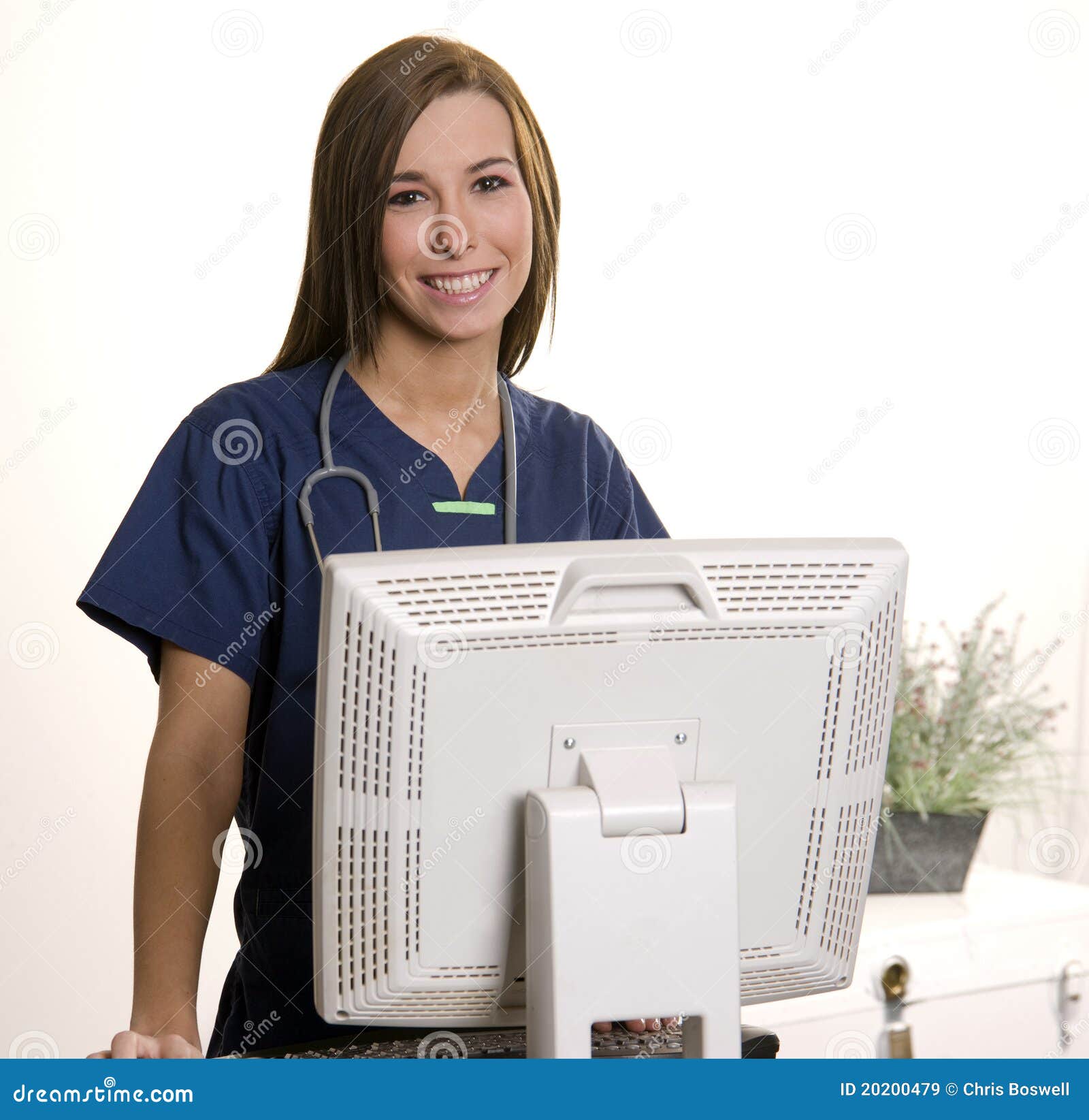 Happy Young Nurse Doctor Employee Workstation Stock Image - Image of ...