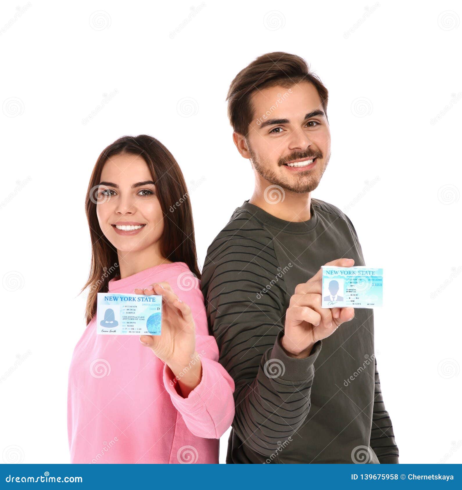Happy Young People with Driving Licenses Stock Photo - Image of ...