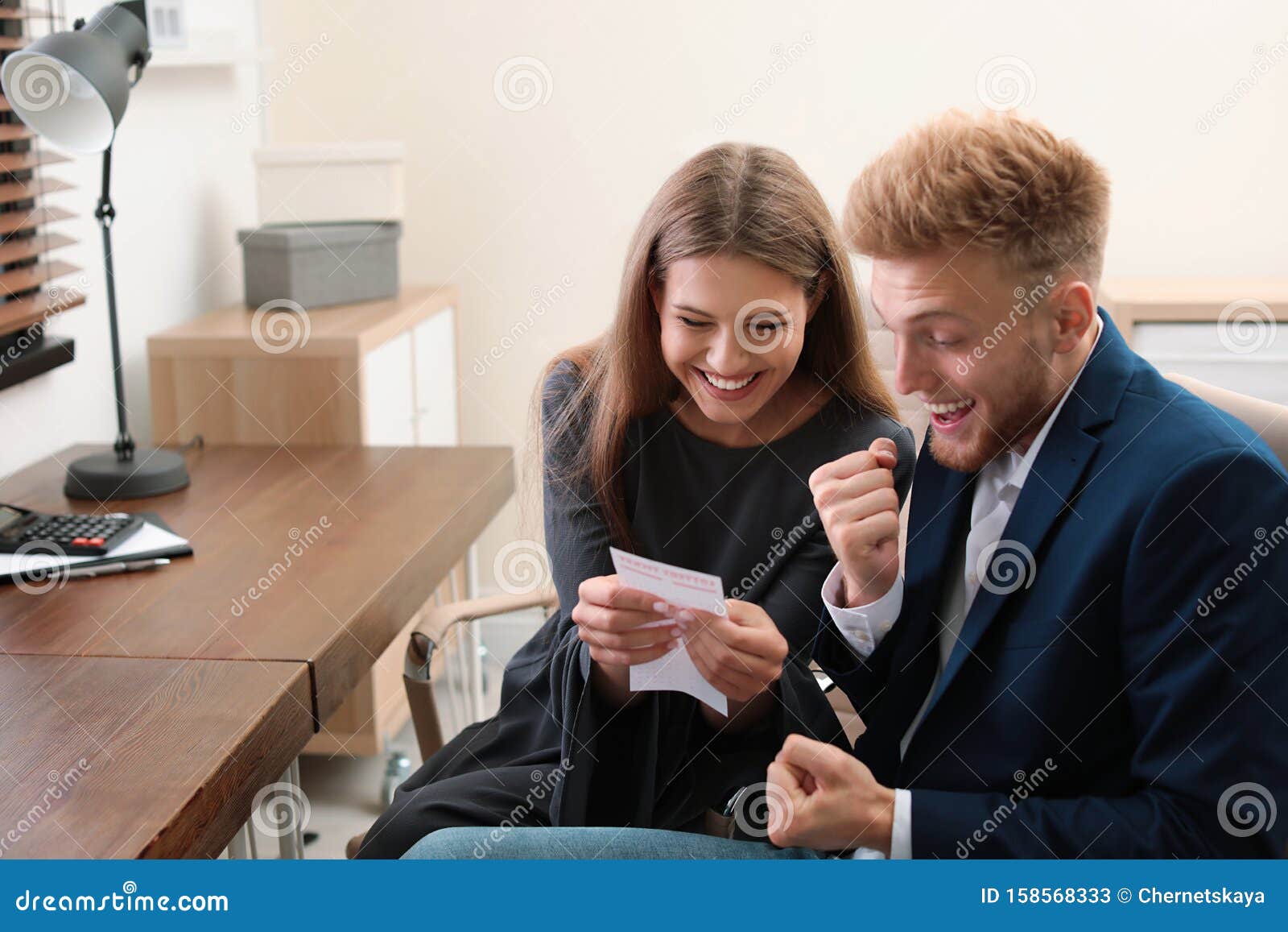 Happy Young People with Lottery Ticket Stock Image - Image of game ...