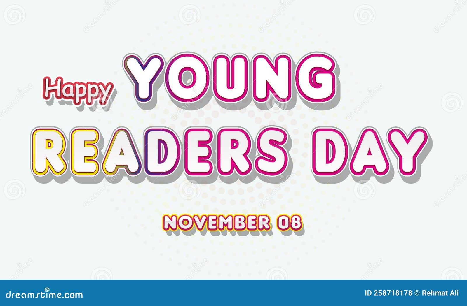 Happy Young Readers Day, November 08. Calendar of November Retro Text Effect, Vector Design ...