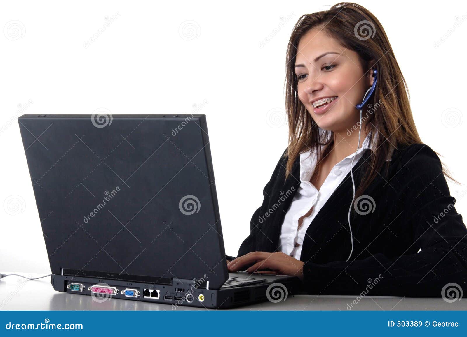 Happy young receptionist stock image. Image of laptop, executive - 303389