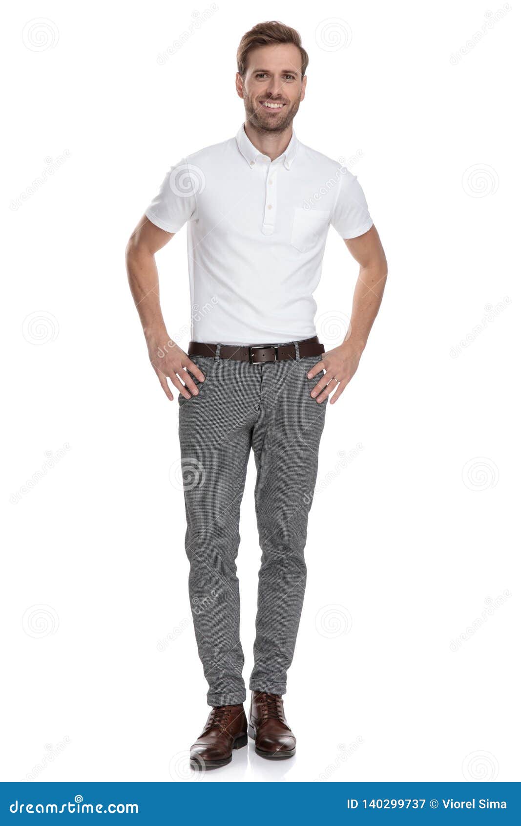 Happy Young Smart Casual Man With Hands On Waist Stock Image - Image of ... Happy Young Smart Casual Man With Hands On Waist Stock Image - Image of ...
