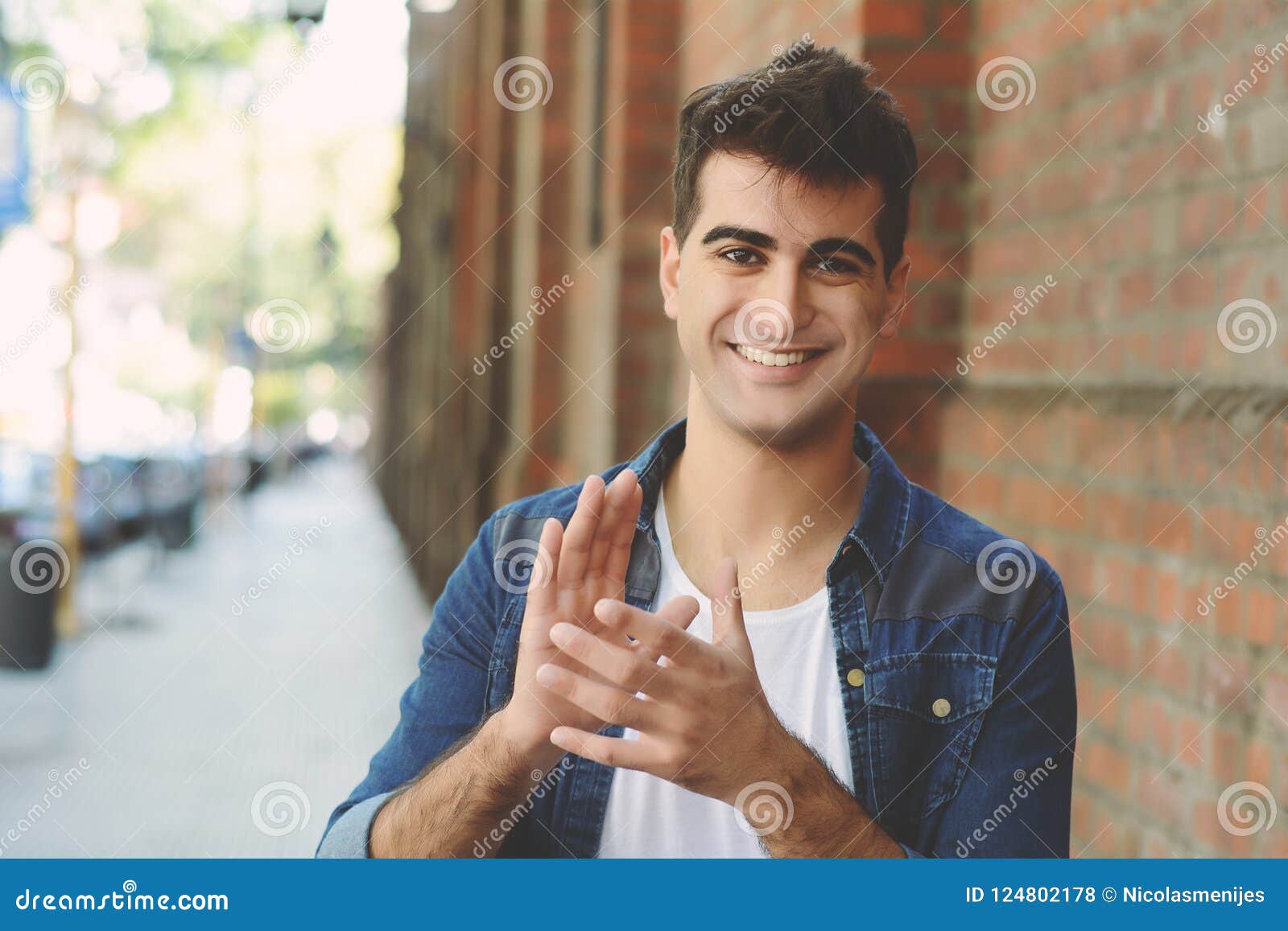 Happy Young Smiling Man Clapping Hands Stock Photo - Image of caucasian ...