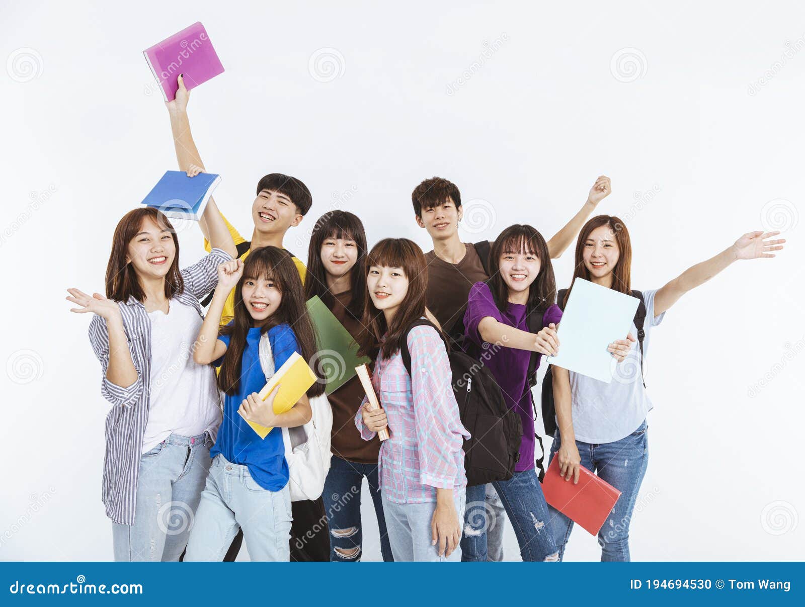 Happy Young Student Group Standing Together Stock Photo - Image of ...
