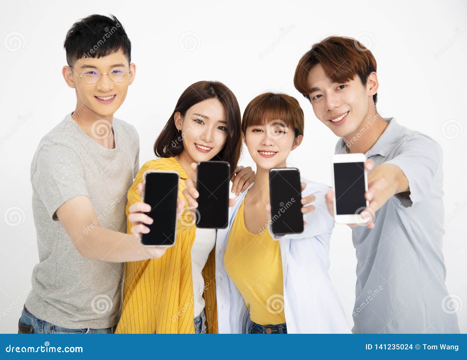 Young Student People Showing Smartphones Stock Photo - Image of chinese ...