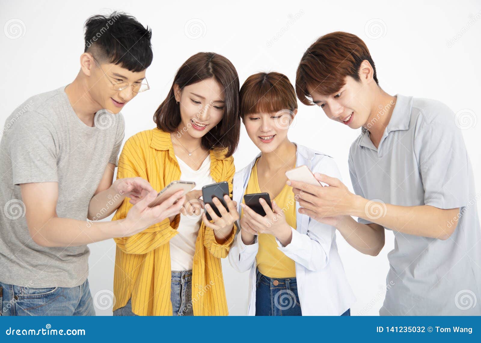 Young Student People Watching the Smartphones Stock Photo - Image of ...