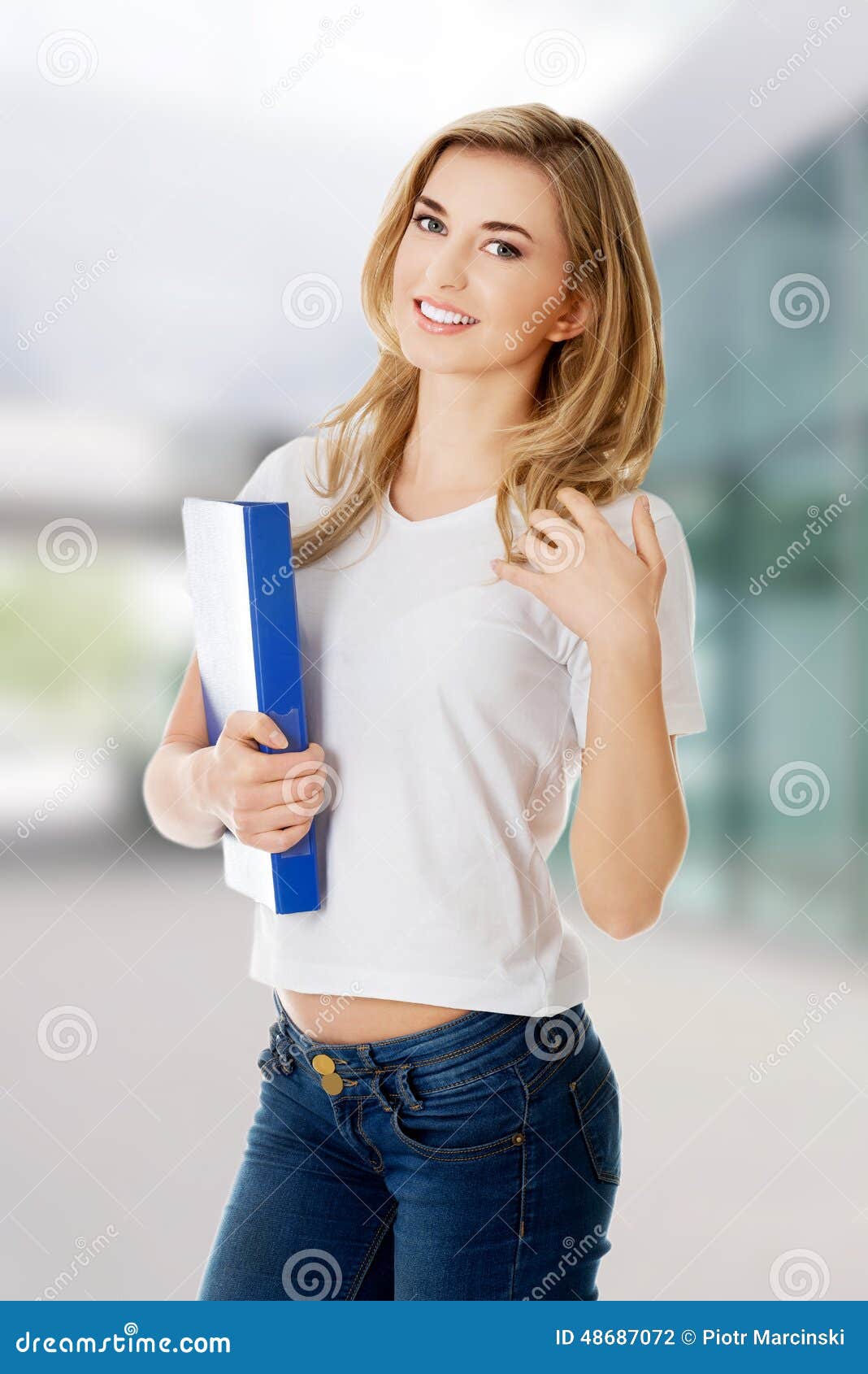 Happy young student woman. stock photo. Image of education - 48687072