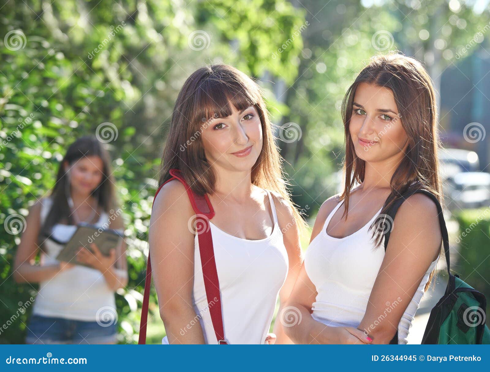 Happy Young Students Outdoors Stock Image - Image of notebook, back ...