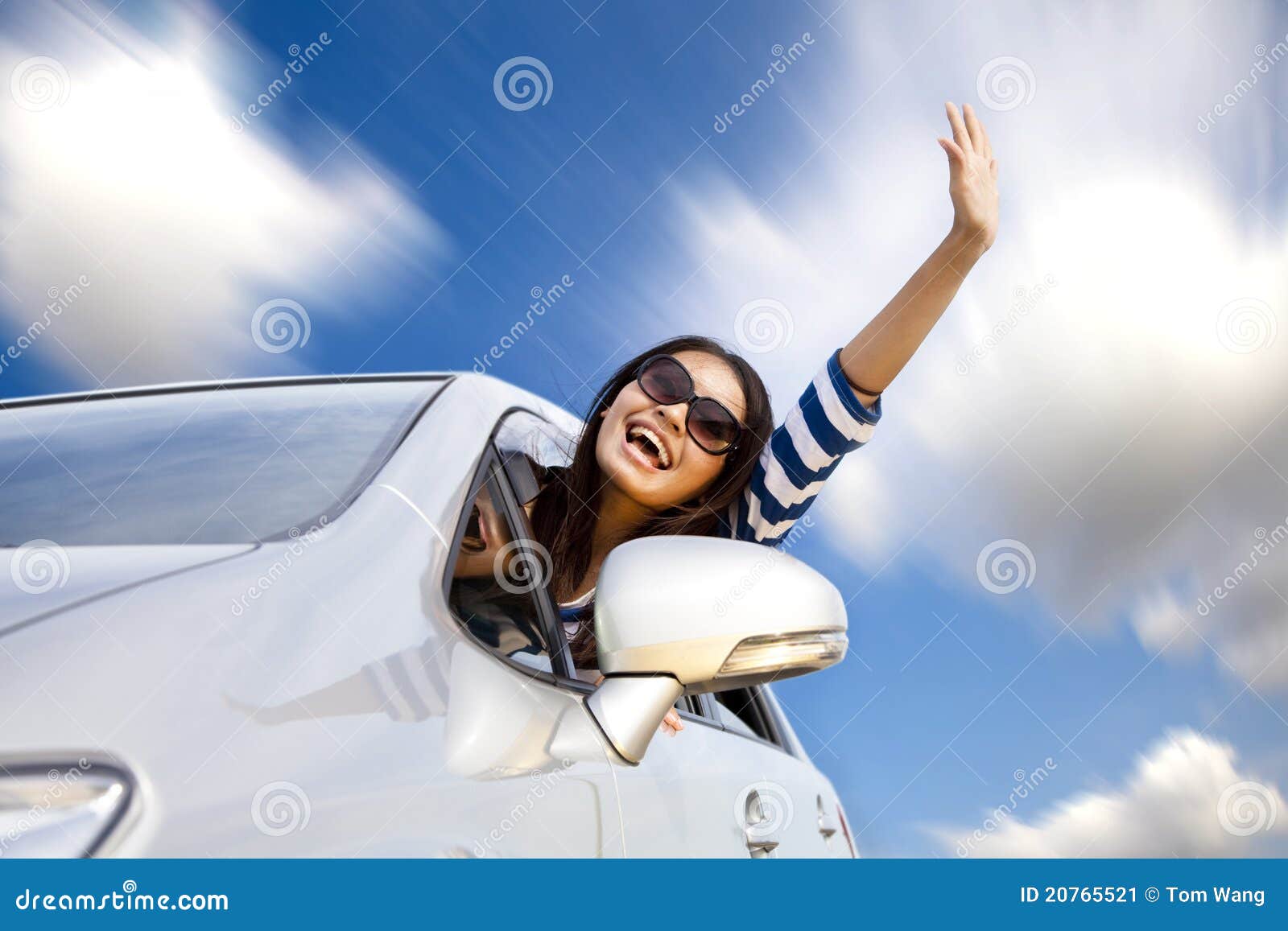 Happy Young Woman in Car Driving Stock Image - Image of asian, head ...