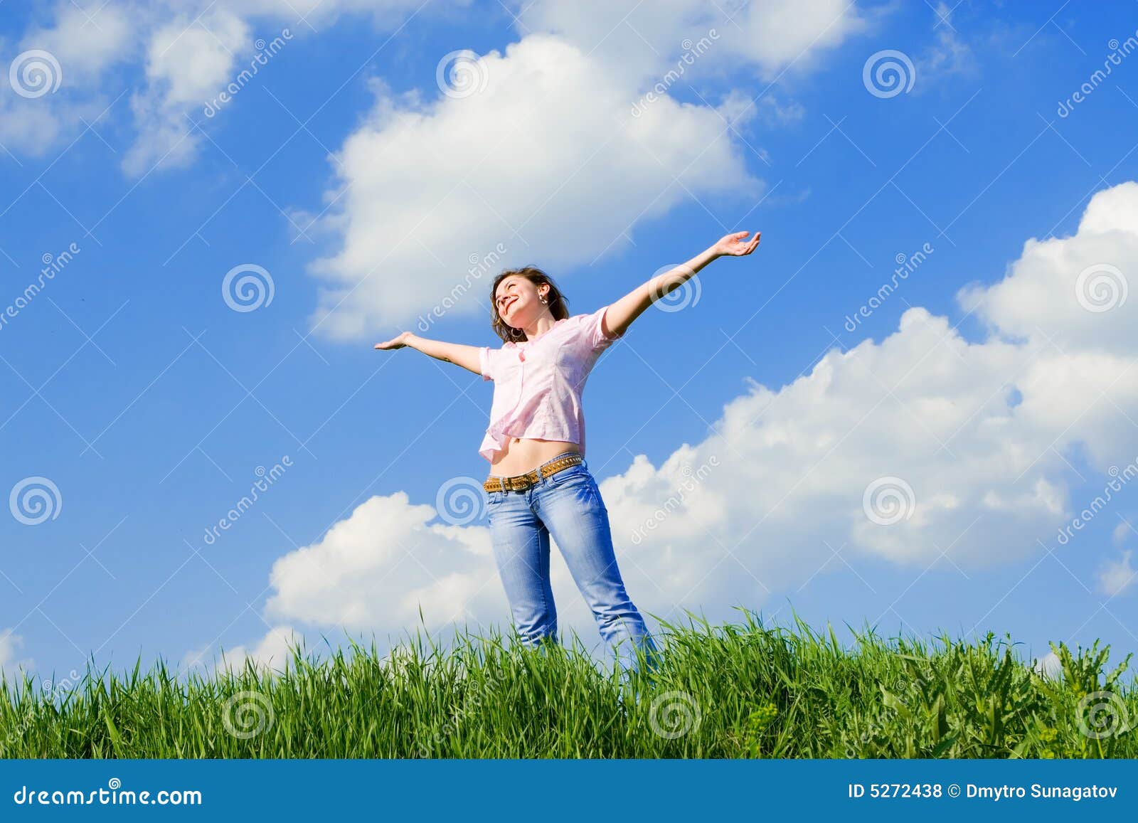 Happy young woman dreams stock photo. Image of independence - 5272438