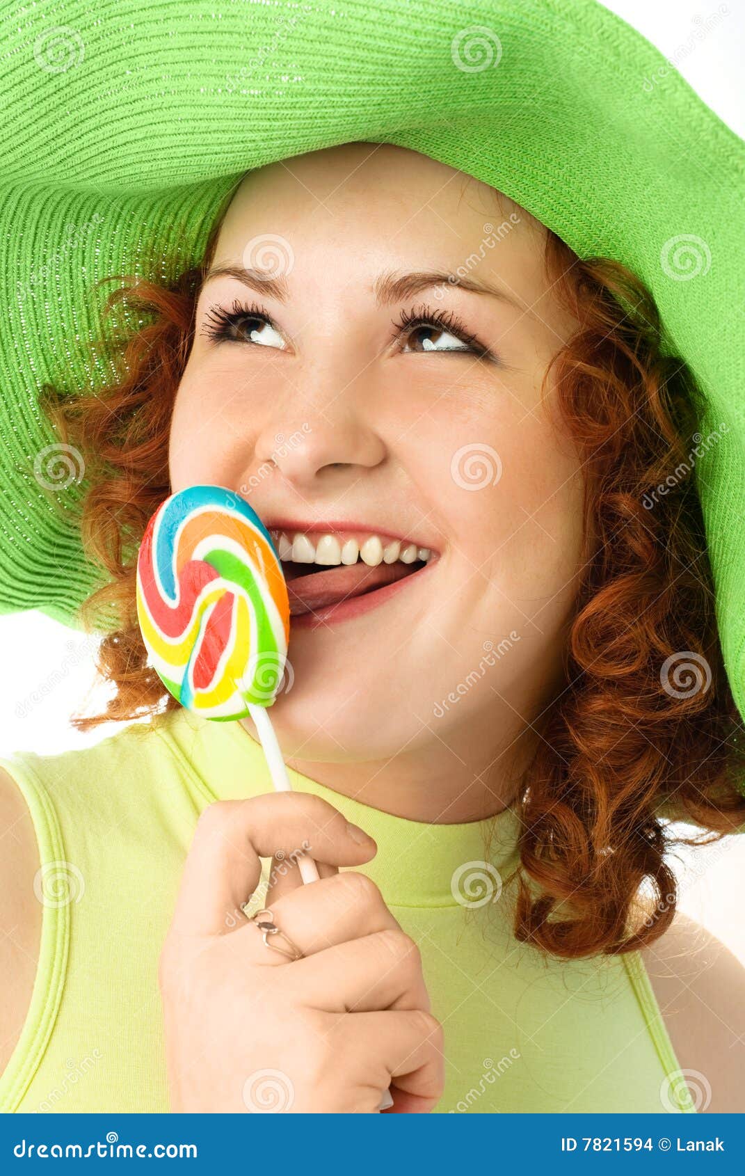Happy Young Woman Eating a Candy Stock Photo - Image of happiness ...