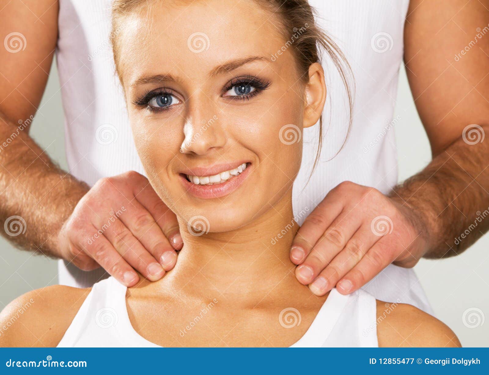 Happy Young Woman Enjoying a Massage Stock Image - Image of happy, body ...