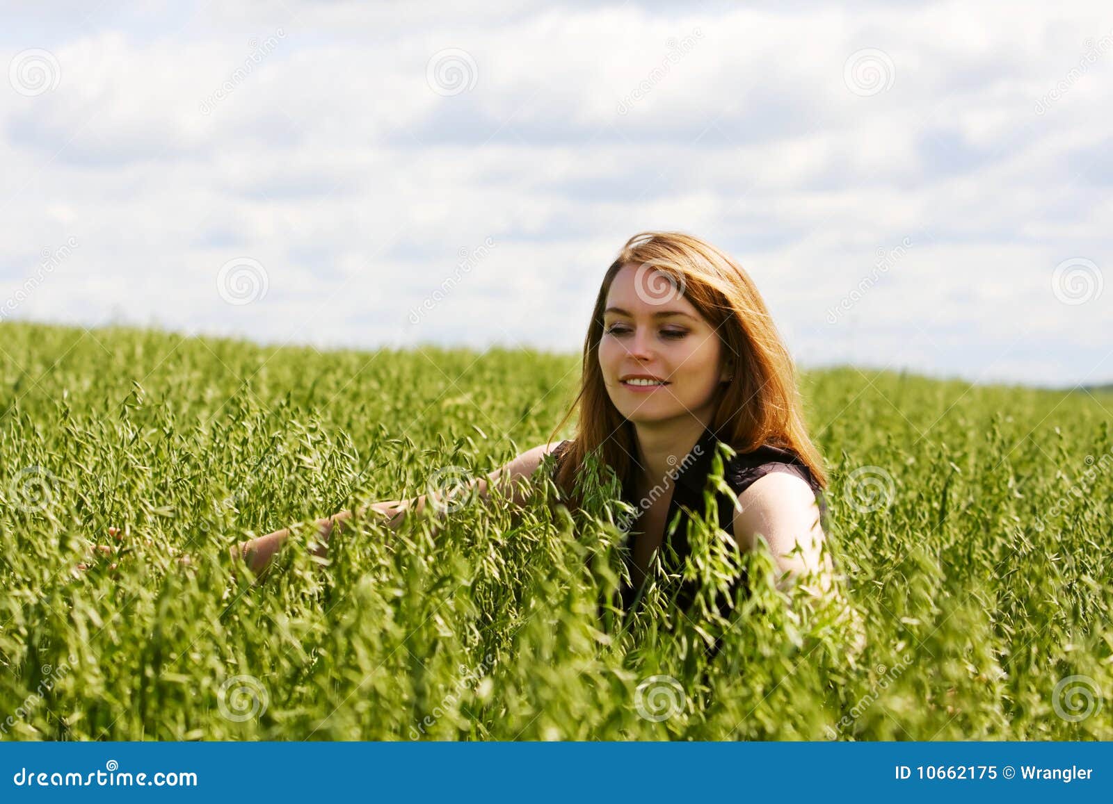 Happy Young Woman in a Field. Stock Image - Image of joyful, holiday ...