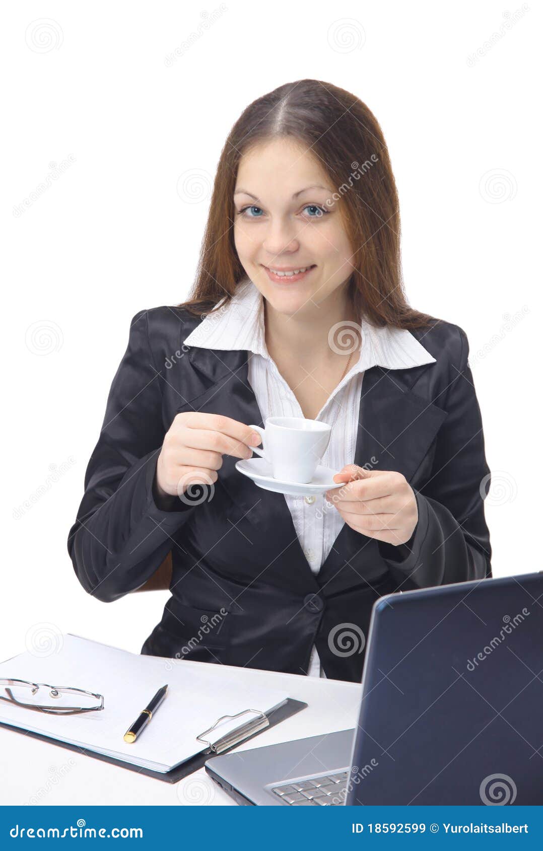 Happy young woman filling stock image. Image of executive - 18592599