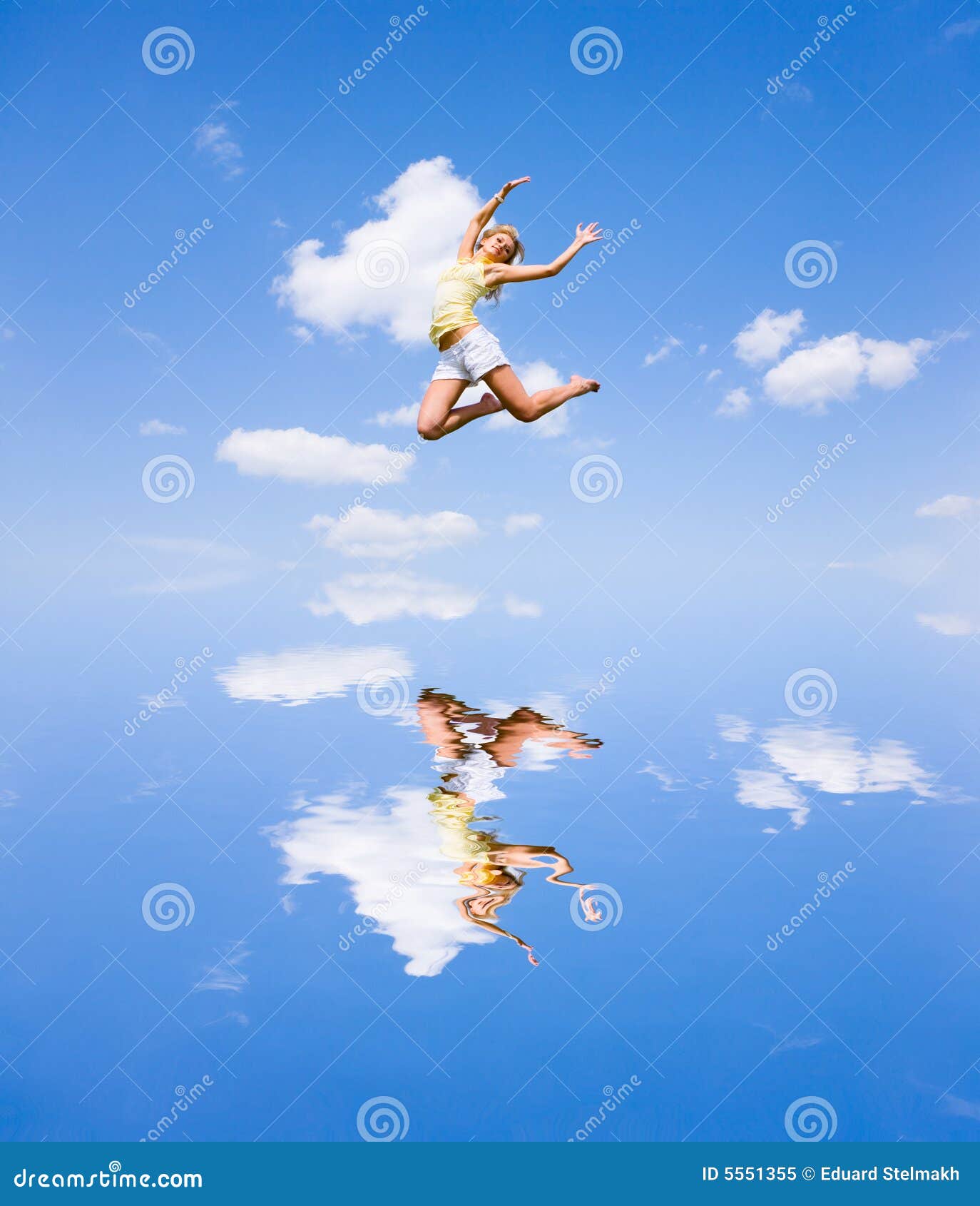 Happy Young Woman is Jumping Stock Image - Image of beautiful, female ...