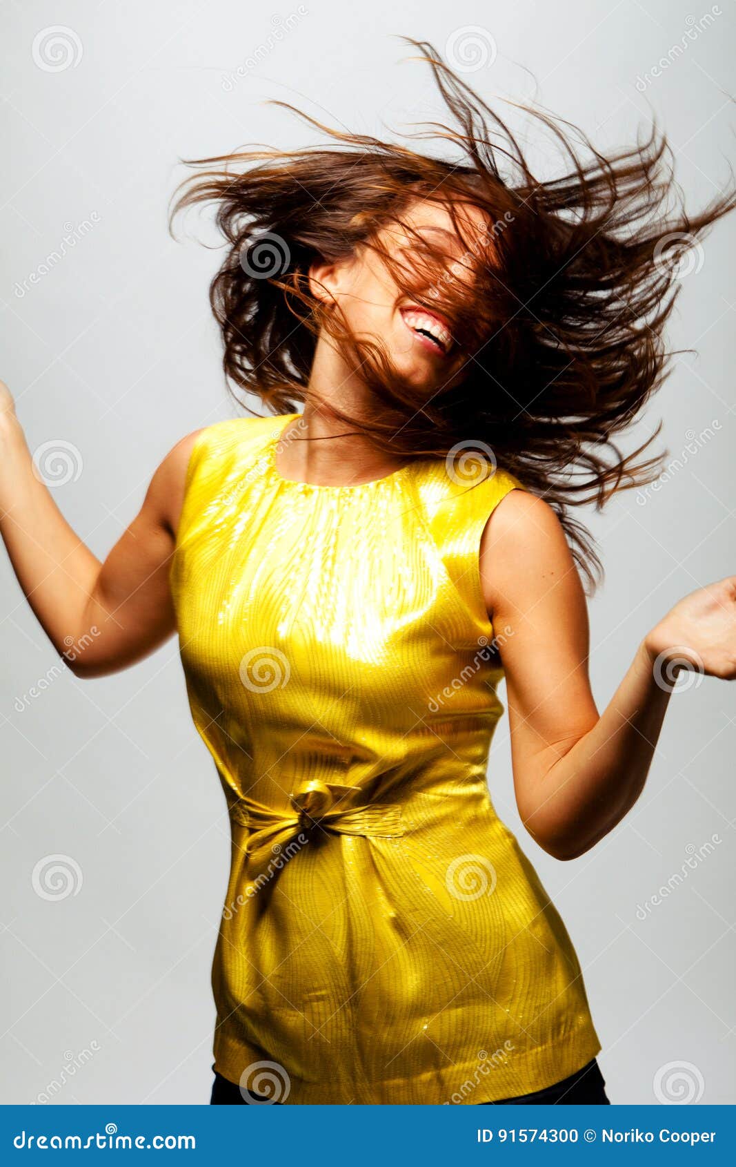Happy Young Woman Laughing and Dancing. Stock Photo - Image of people ...