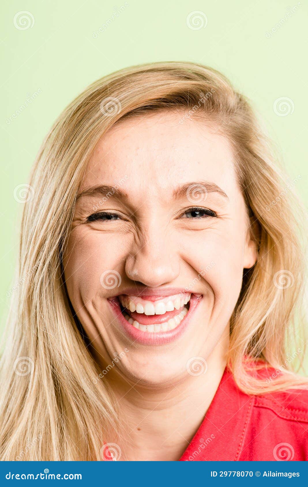 Happy Woman Portrait Real People High Definition Green Background Stock ...