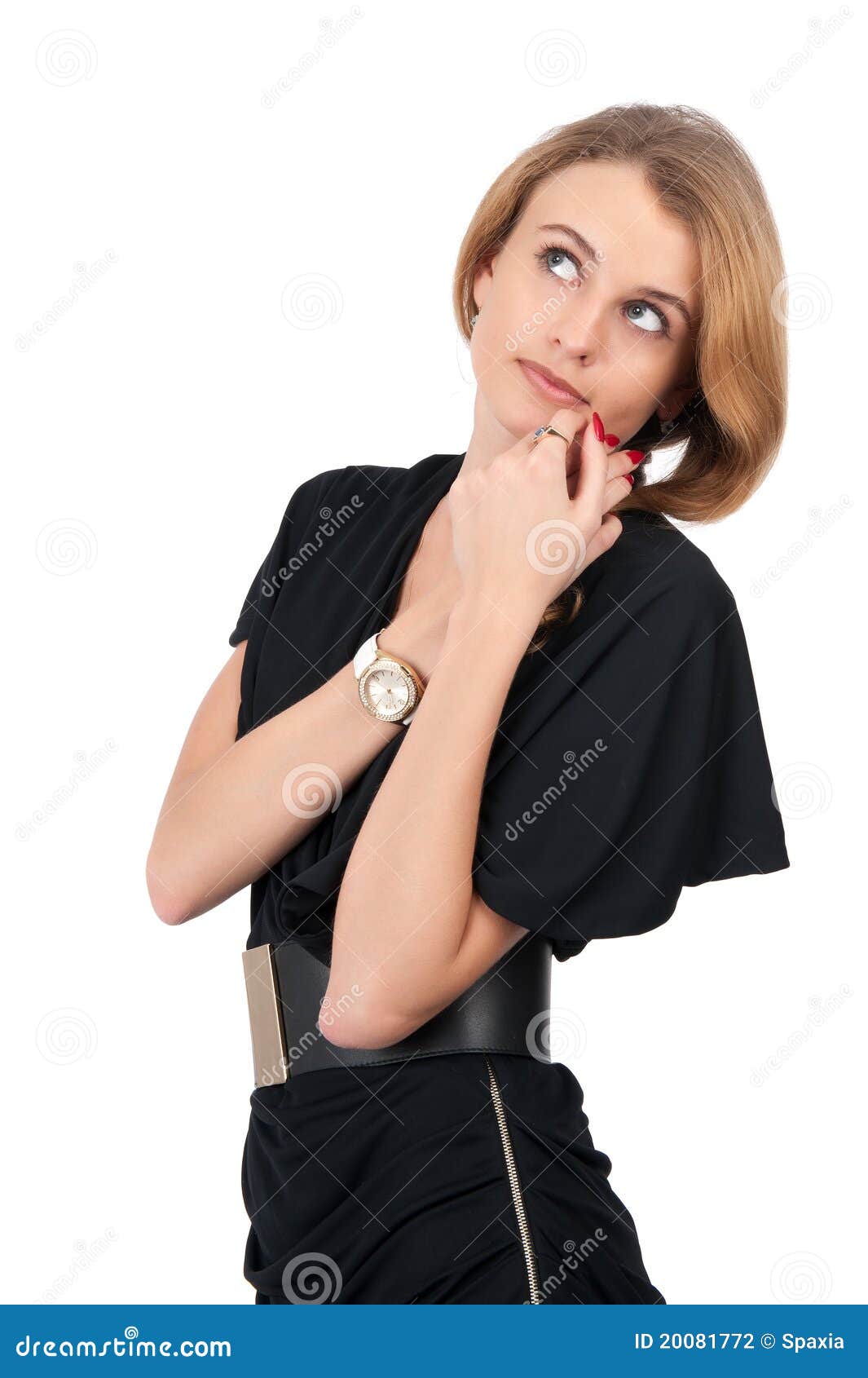 Happy Young Woman Looking Up Stock Photo - Image of cute, blond: 20081772