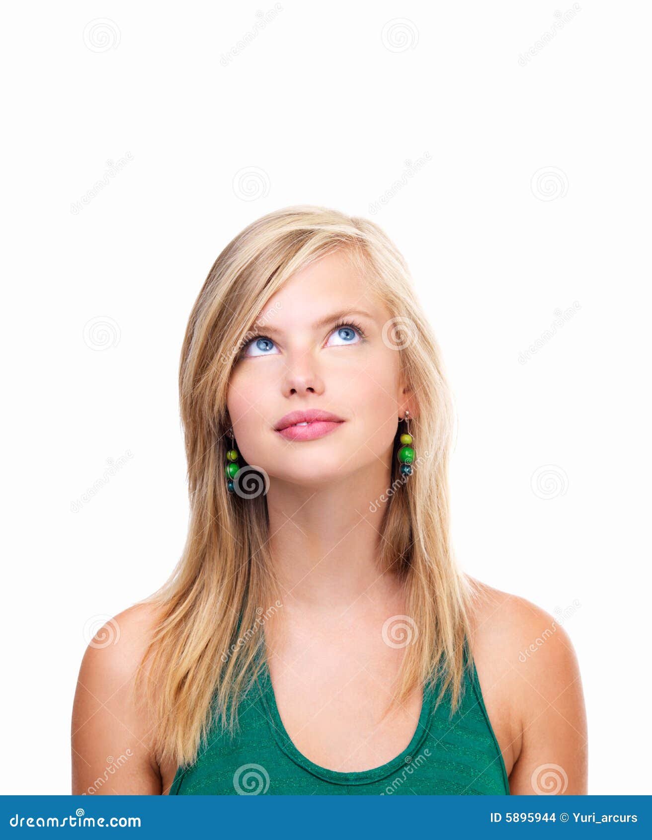 Happy Young Woman Looking Up Stock Photo - Image of cute, females: 5895944