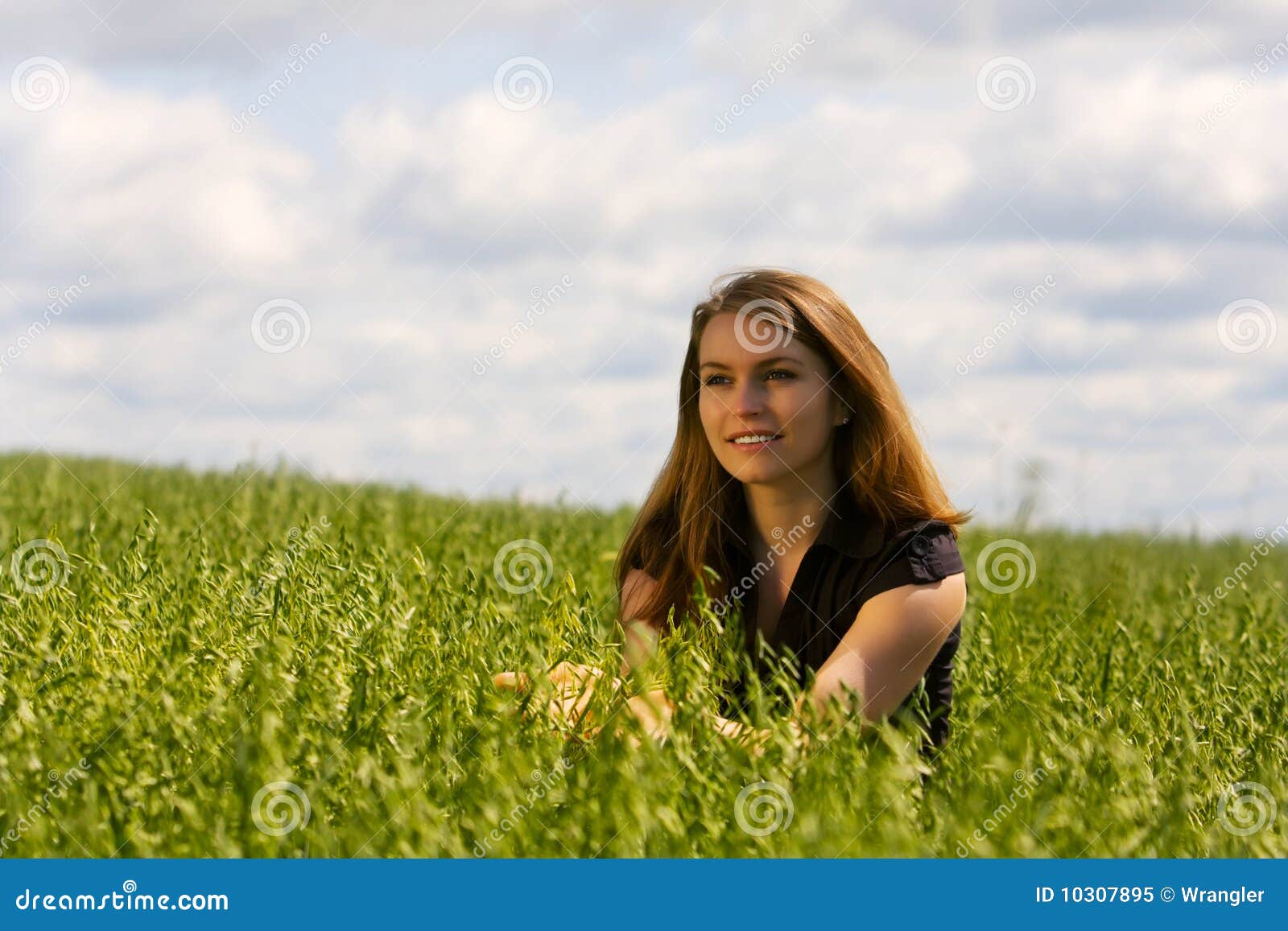 Happy Young Woman on Nature Stock Image - Image of blue, human: 10307895