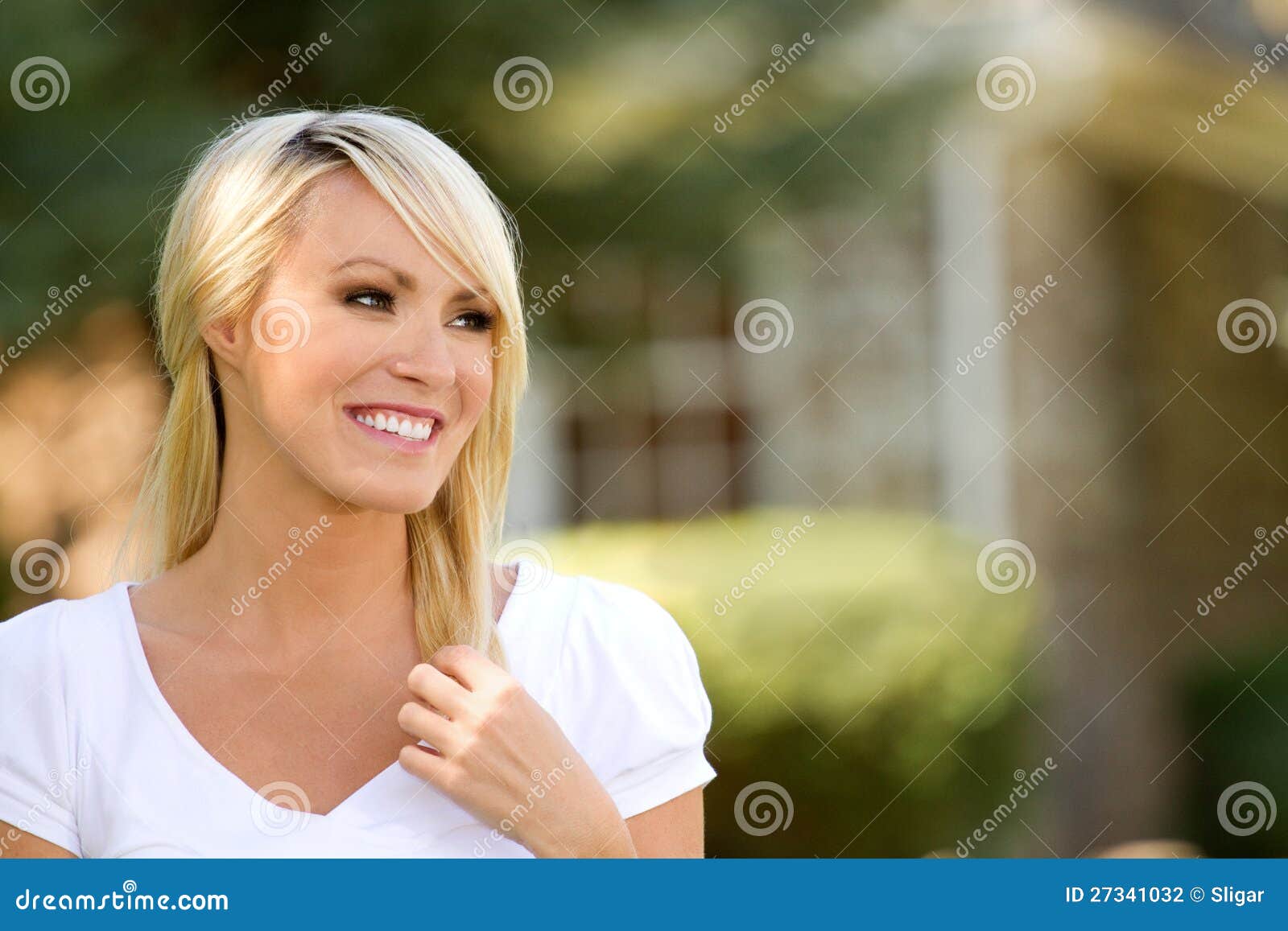 Happy Young Woman Outside stock photo. Image of back - 27341032