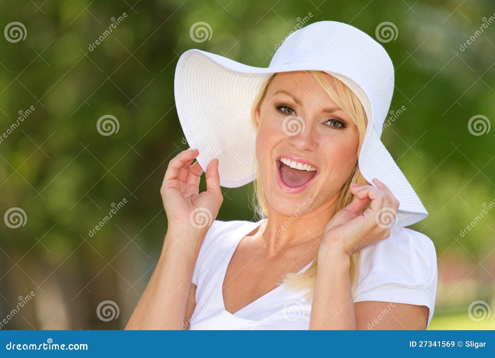 Happy Young Woman Outside stock image. Image of toothy - 27341569