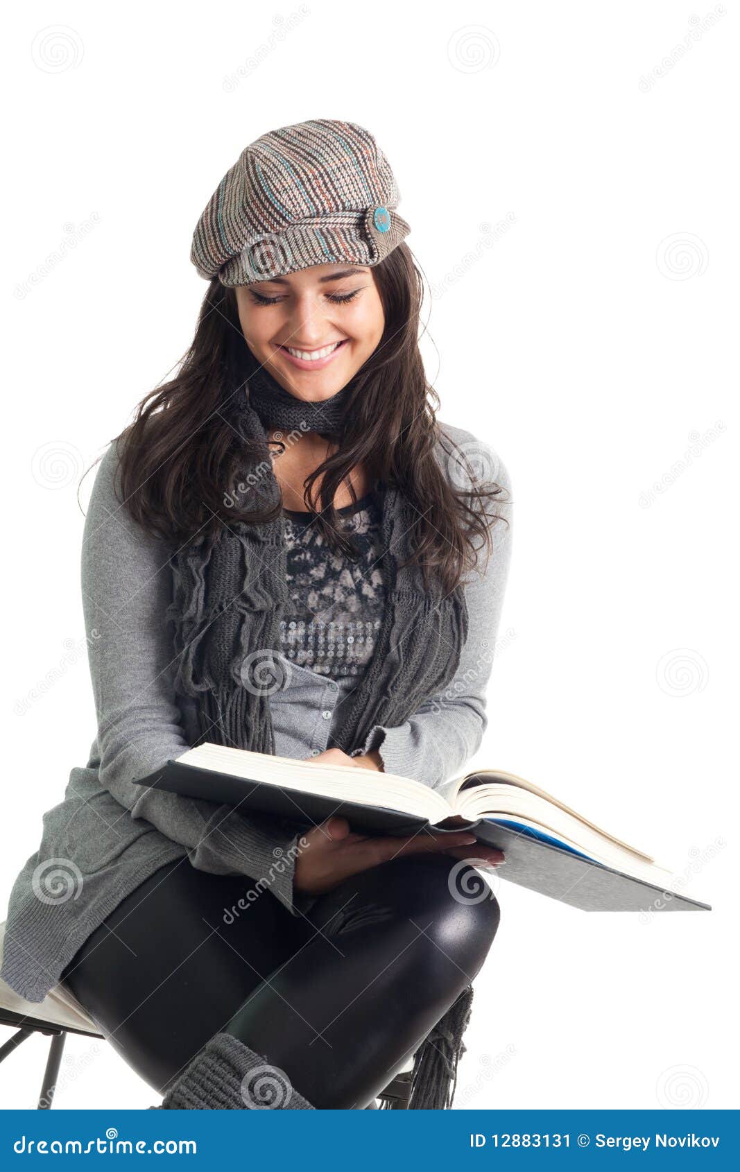 Happy Young Woman Read Book Stock Image - Image of elegance, adult ...