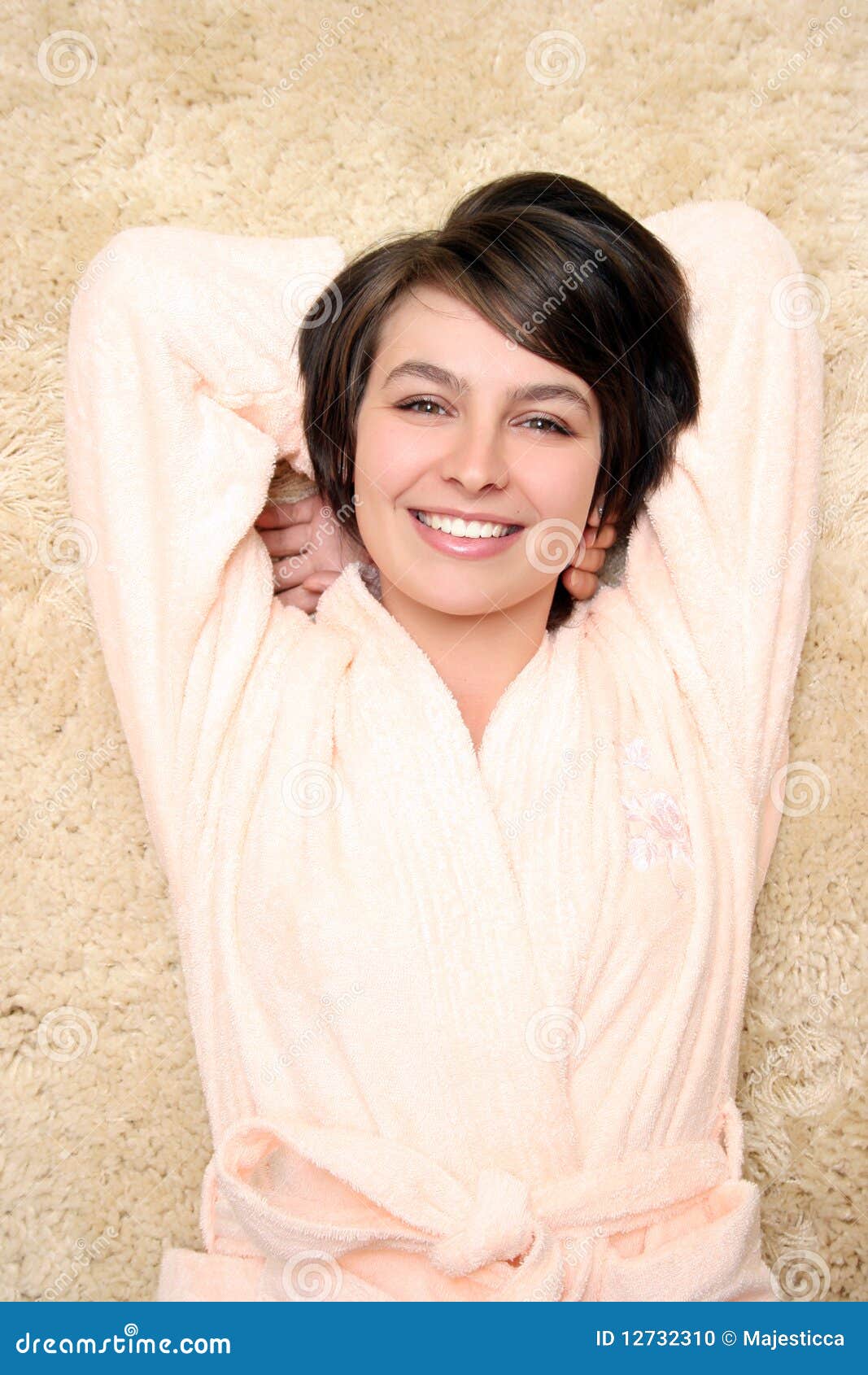 Happy young woman relaxing stock photo. Image of comfort - 12732310