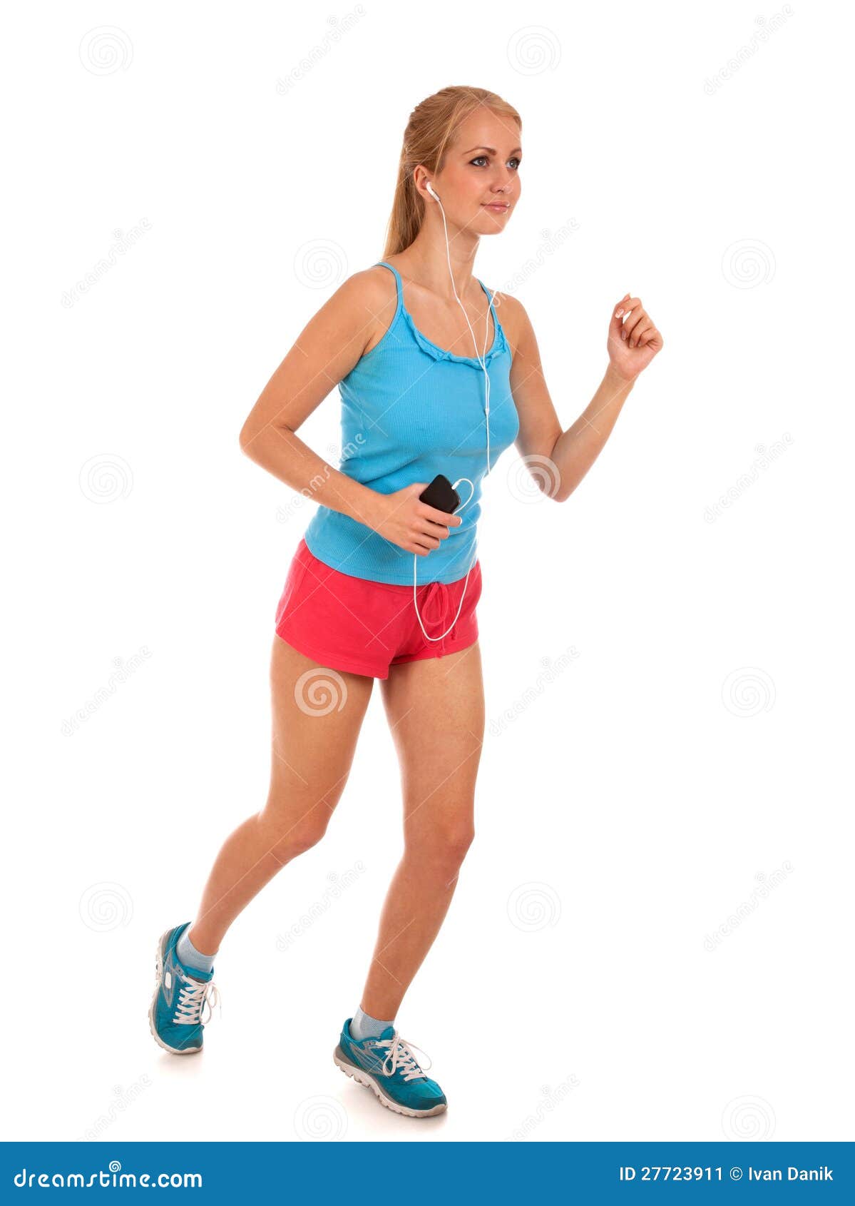 Happy young woman running stock image. Image of portrait - 27723911