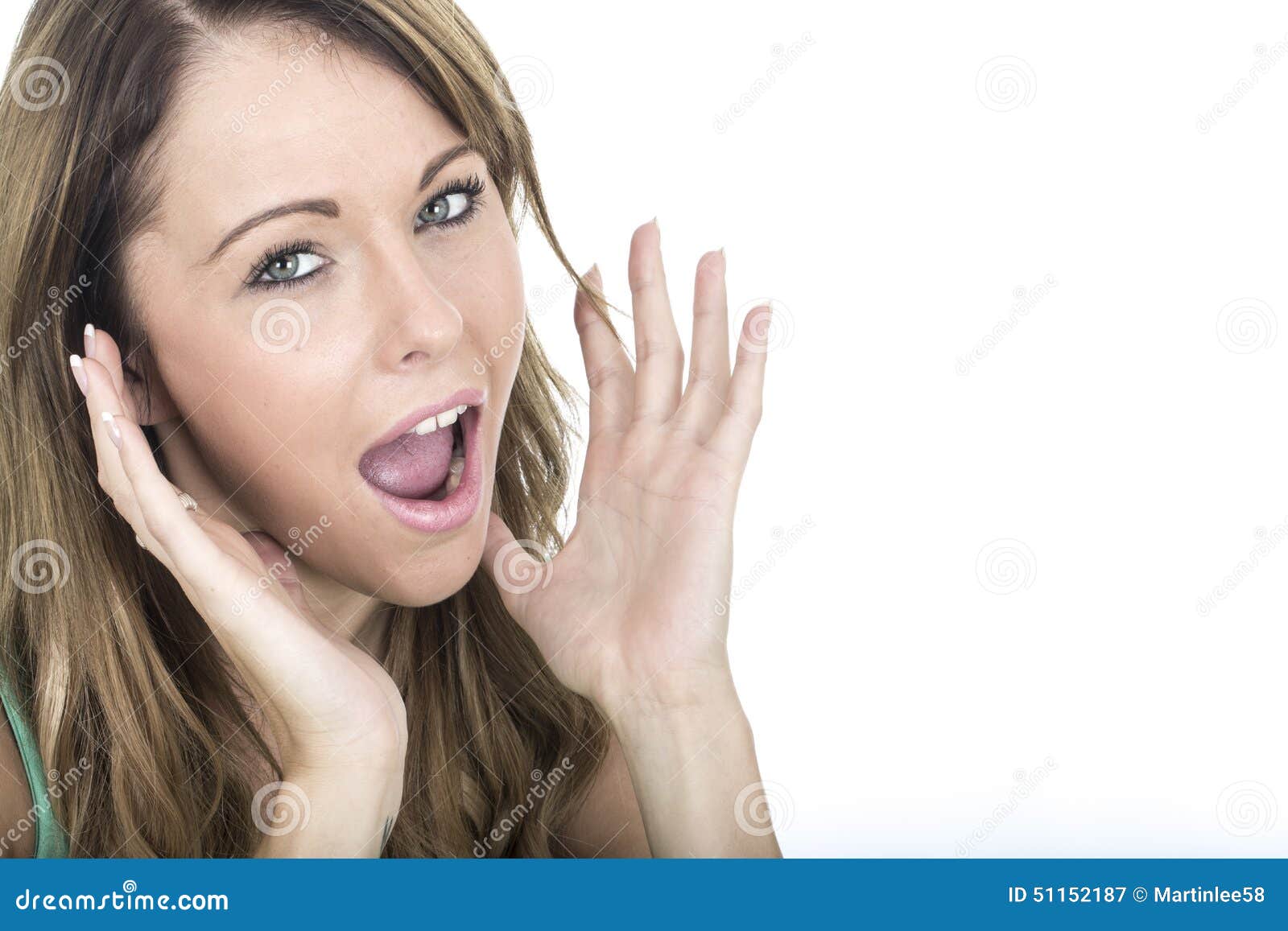 Happy Young Woman Shouting stock image. Image of screaming - 51152187