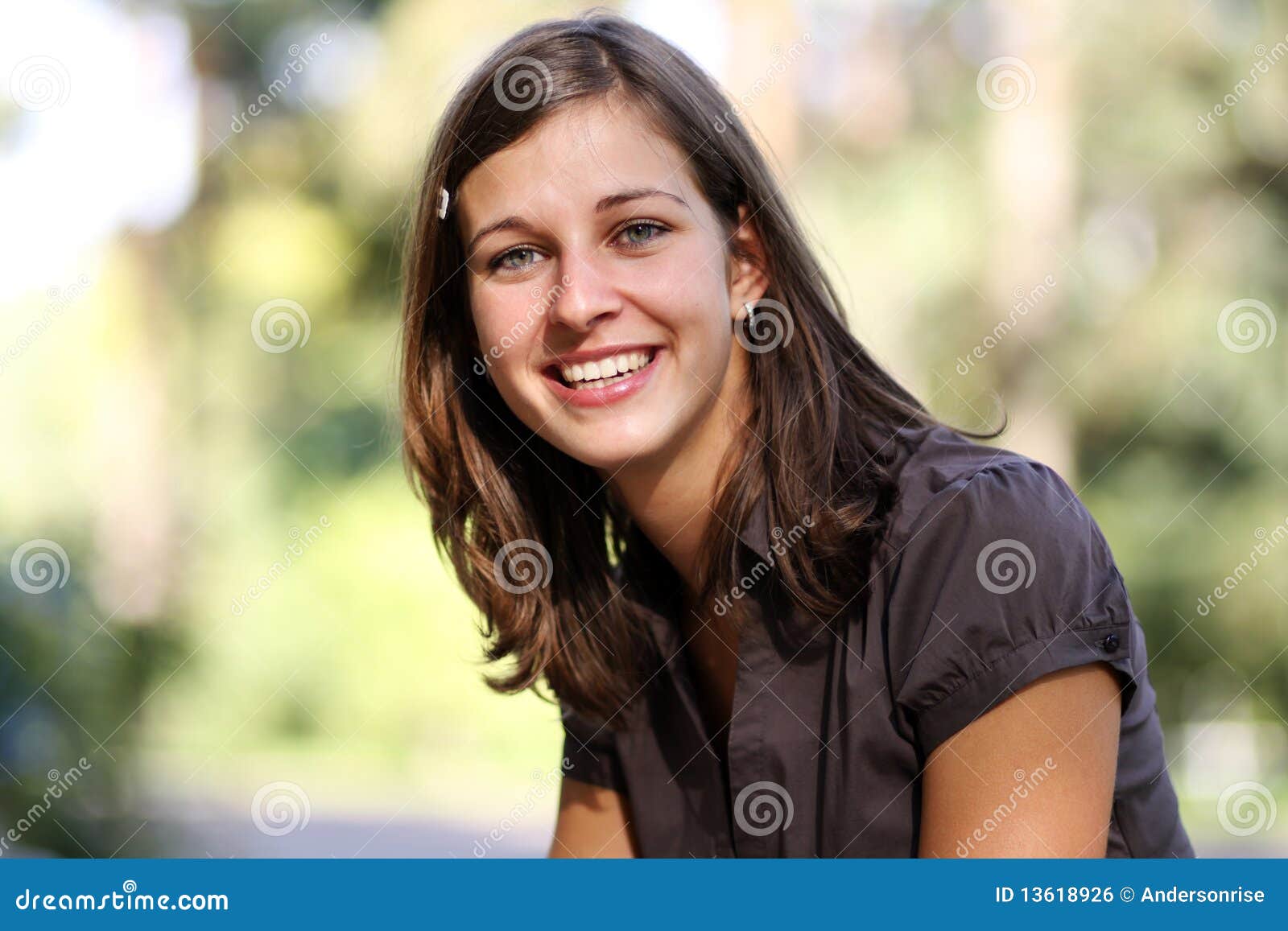 Happy young woman smiling stock photo. Image of little - 13618926
