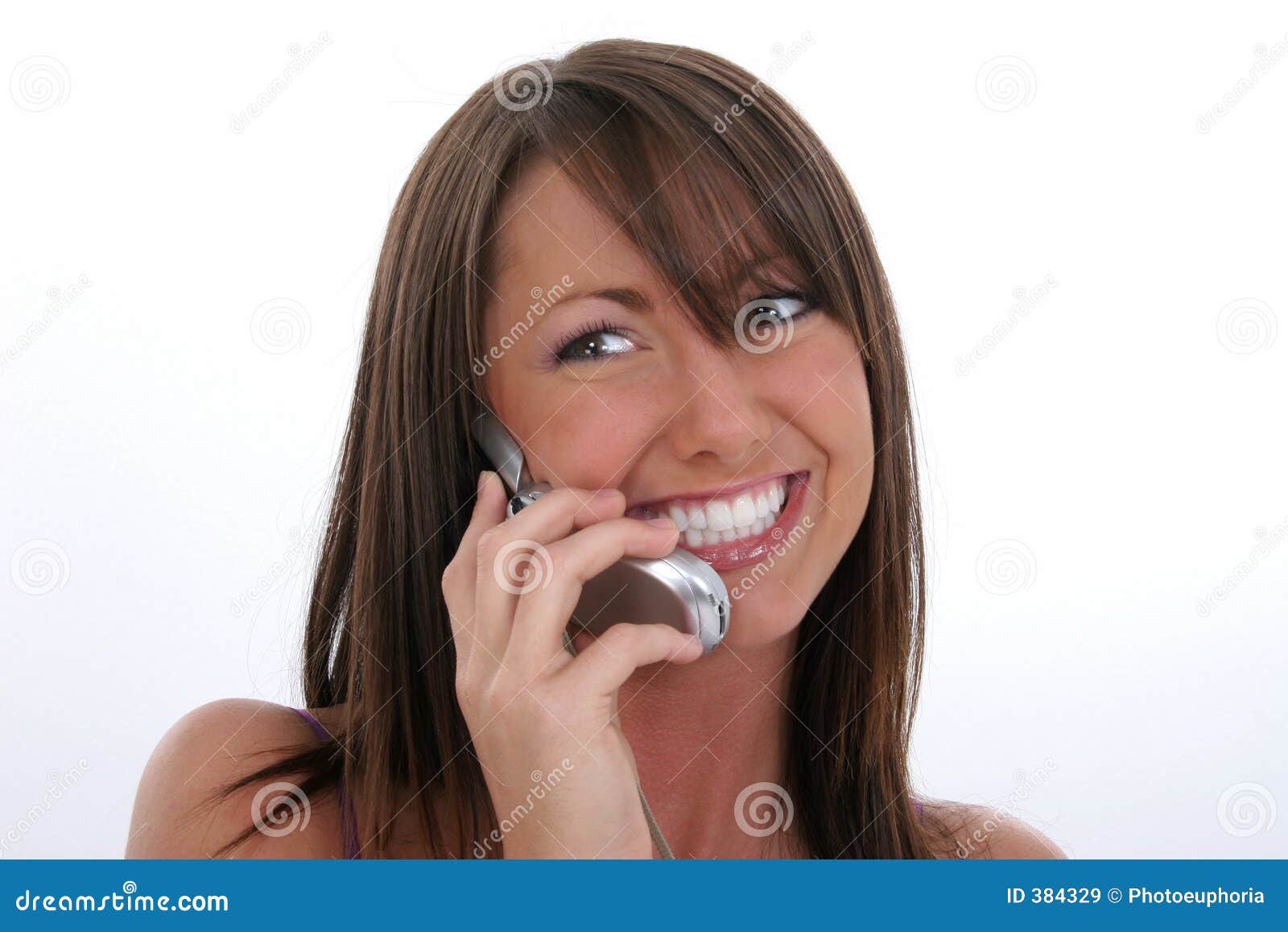 Happy Young Woman Speaking on Cellphone Stock Image - Image of message ...
