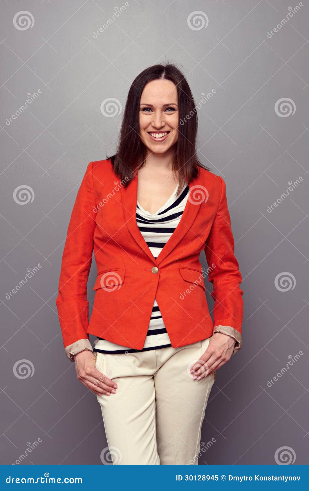 Happy young woman standing stock image. Image of person - 30128945