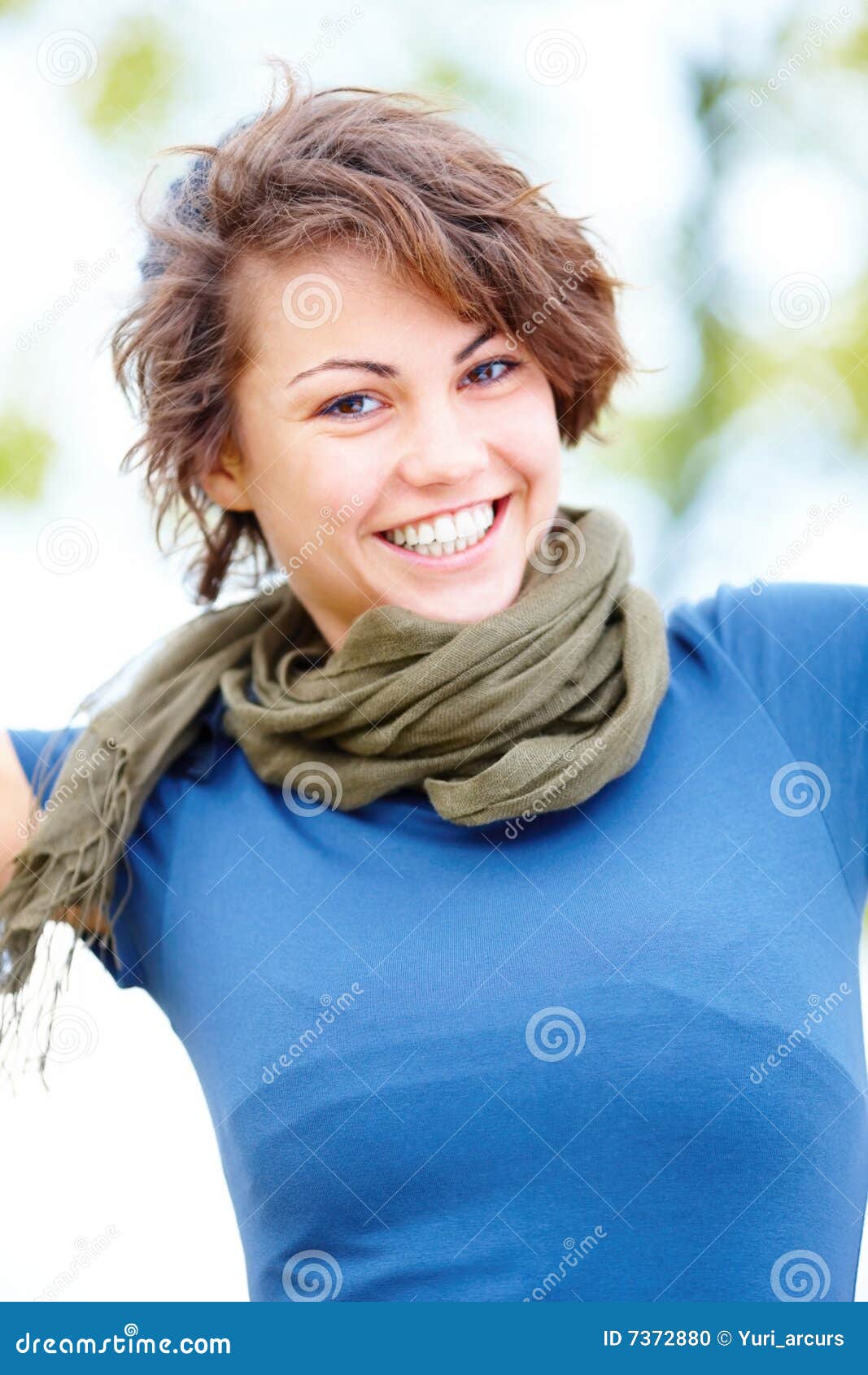 Happy Young Woman Standing and Smiling Stock Photo - Image of girls ...
