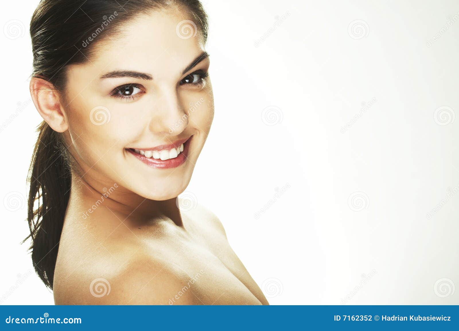 Happy Young Woman on White Background Stock Photo - Image of girl ...