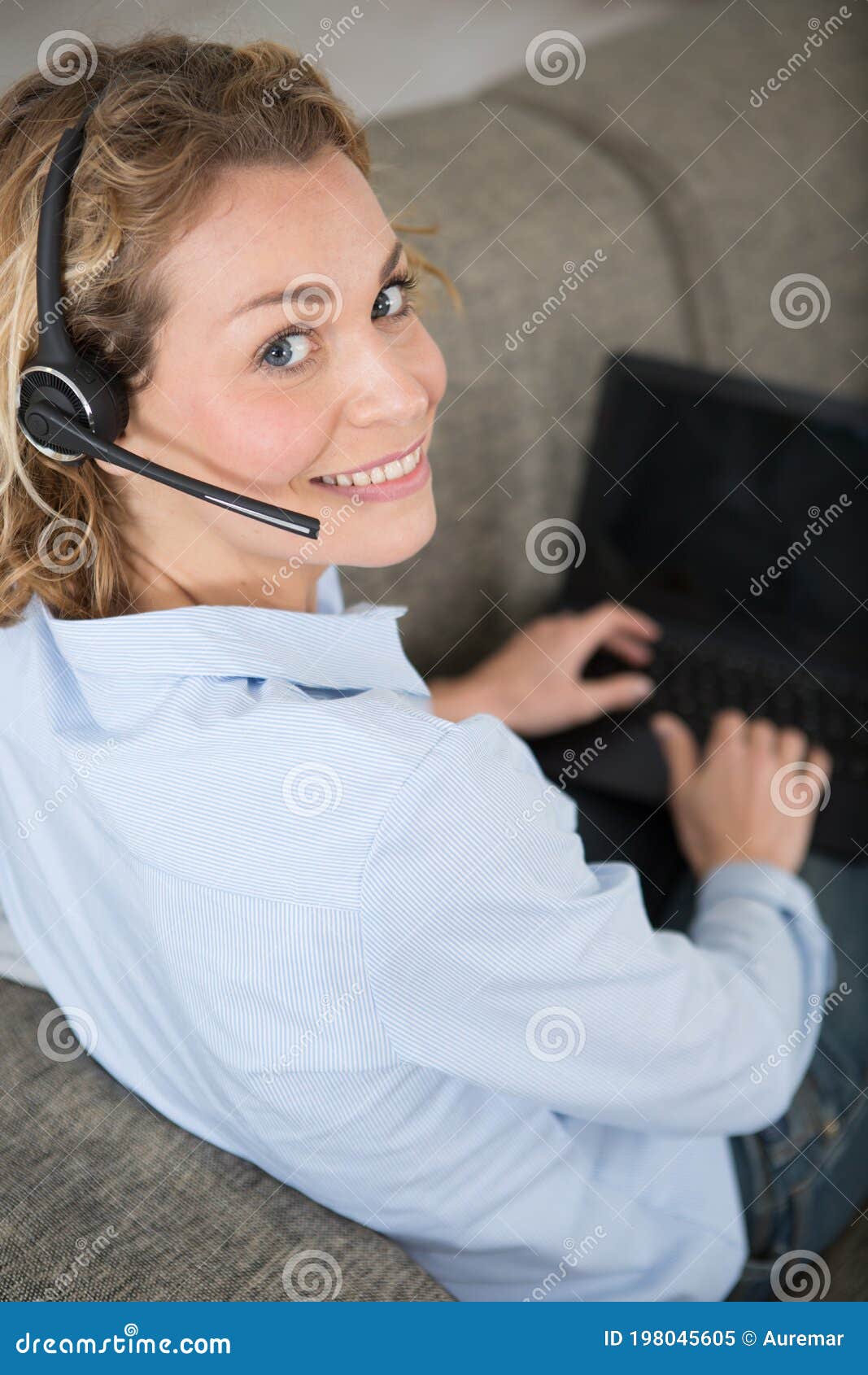 Happy Young Woman Working from Home Stock Image - Image of indoors ...
