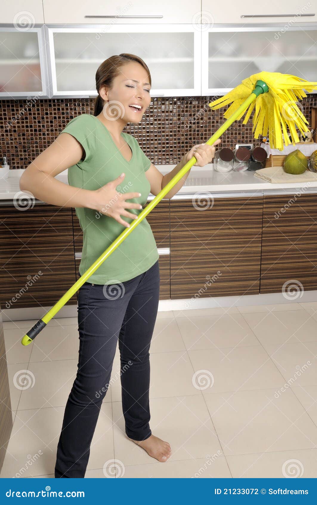 Happy Young Women Fun Cleaning Stock Photo - Image of cleaning, maid ...