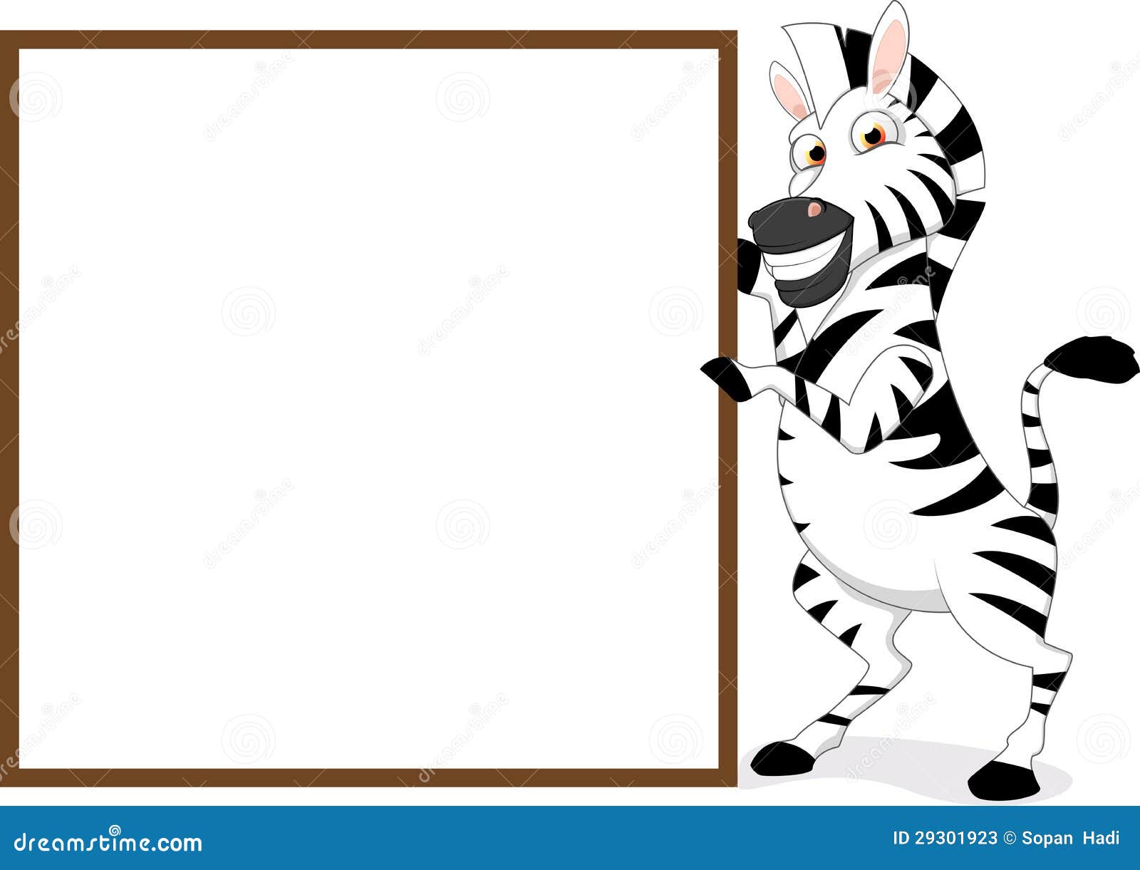 Happy Zebra with Wooden Sign Stock Vector - Illustration of safari ...