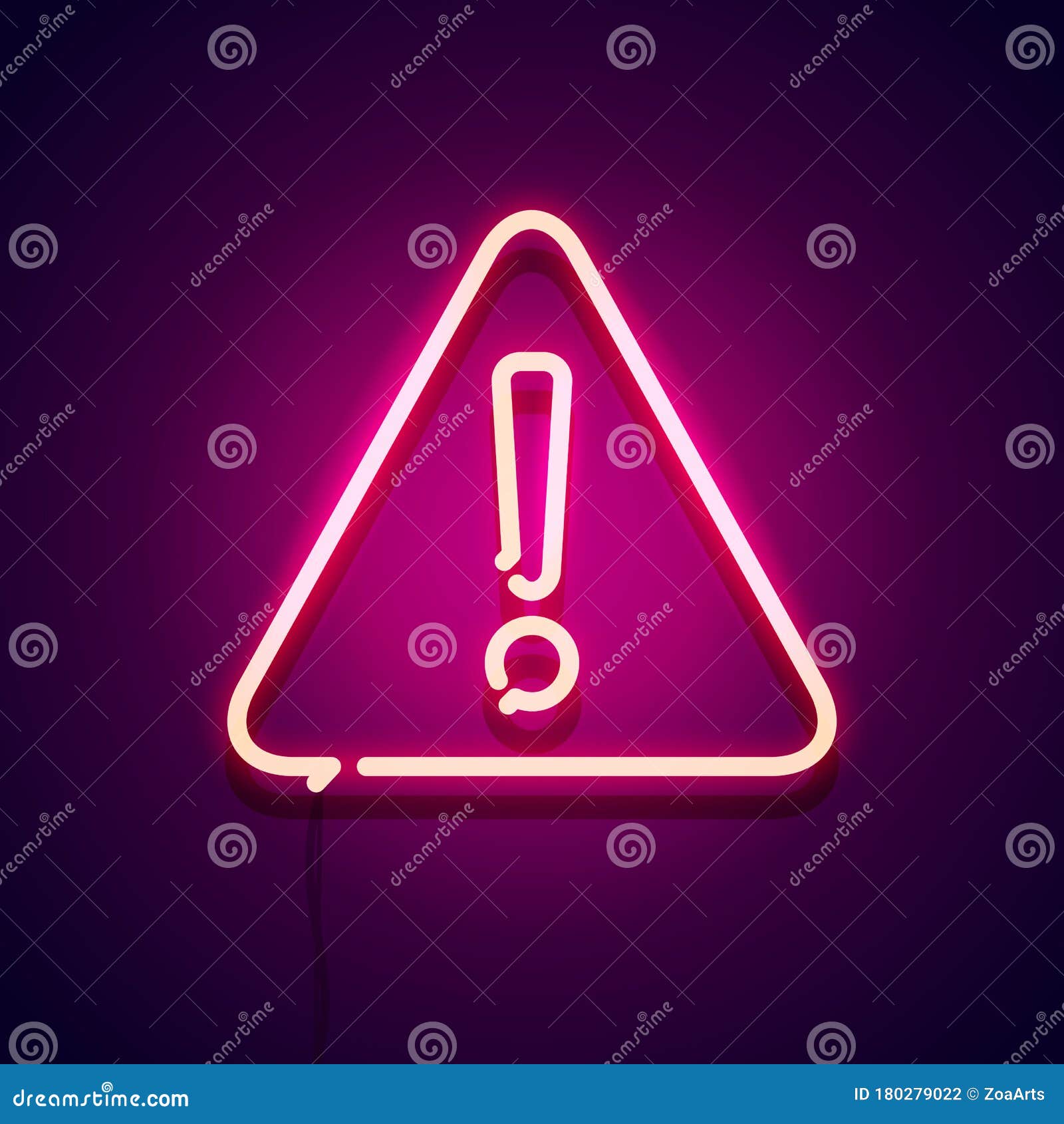 Vector Illustration Neon Glowing Warning Sign. Attention Label Glow On ...
