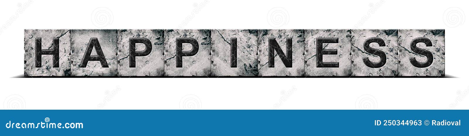 Happyness. Word On Stone Blocks. Isolated On White Background. Design ...