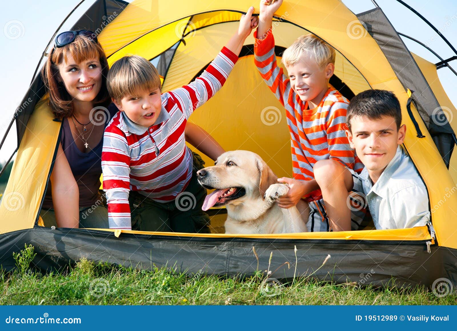 Hapy family stock image. Image of summer, camping, light - 19512989