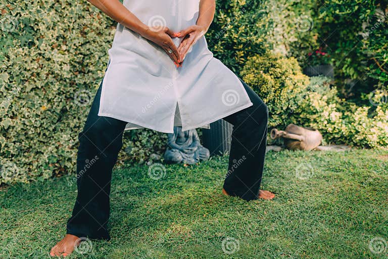 Hara Line Chakra Alignment and Energy Centering Technique Stock Photo ...