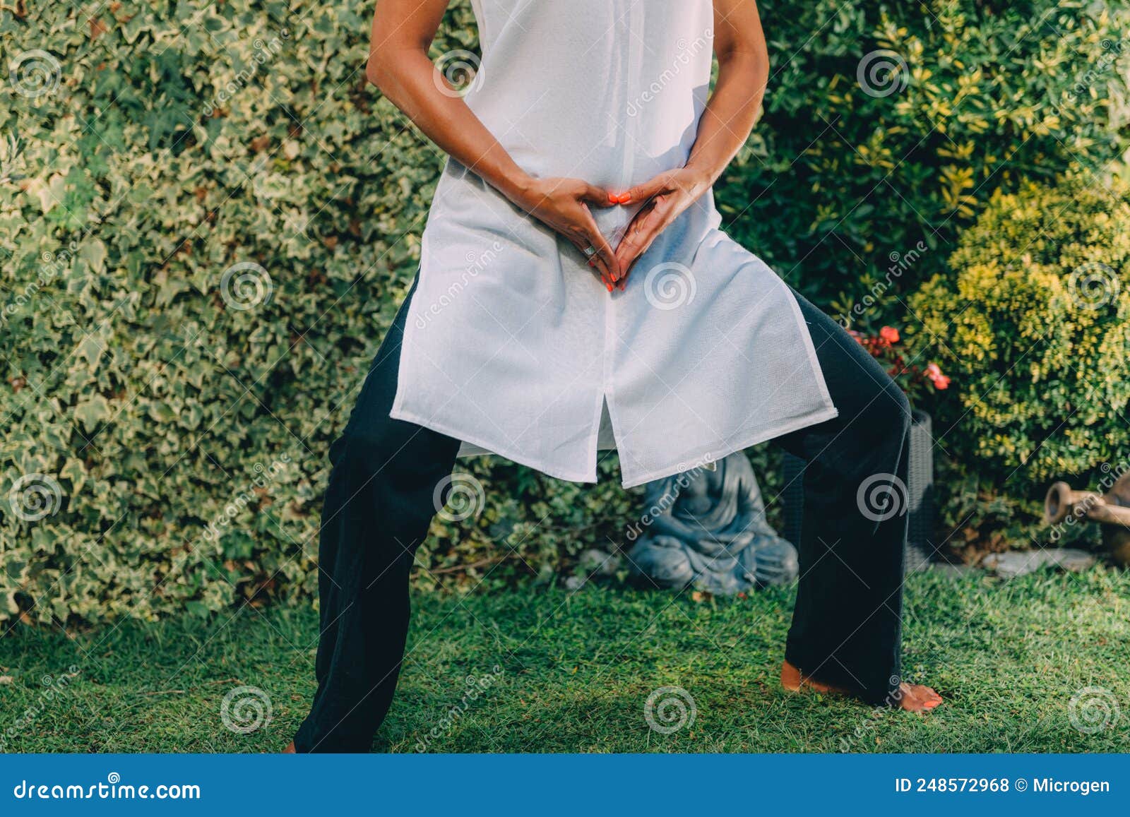 Hara Line Chakra Alignment and Energy Centering Technique Stock Photo ...