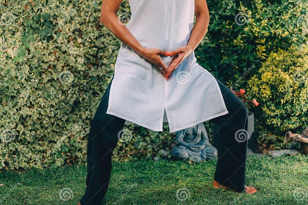 Hara Line Chakra Alignment and Energy Centering Technique Stock Photo ...