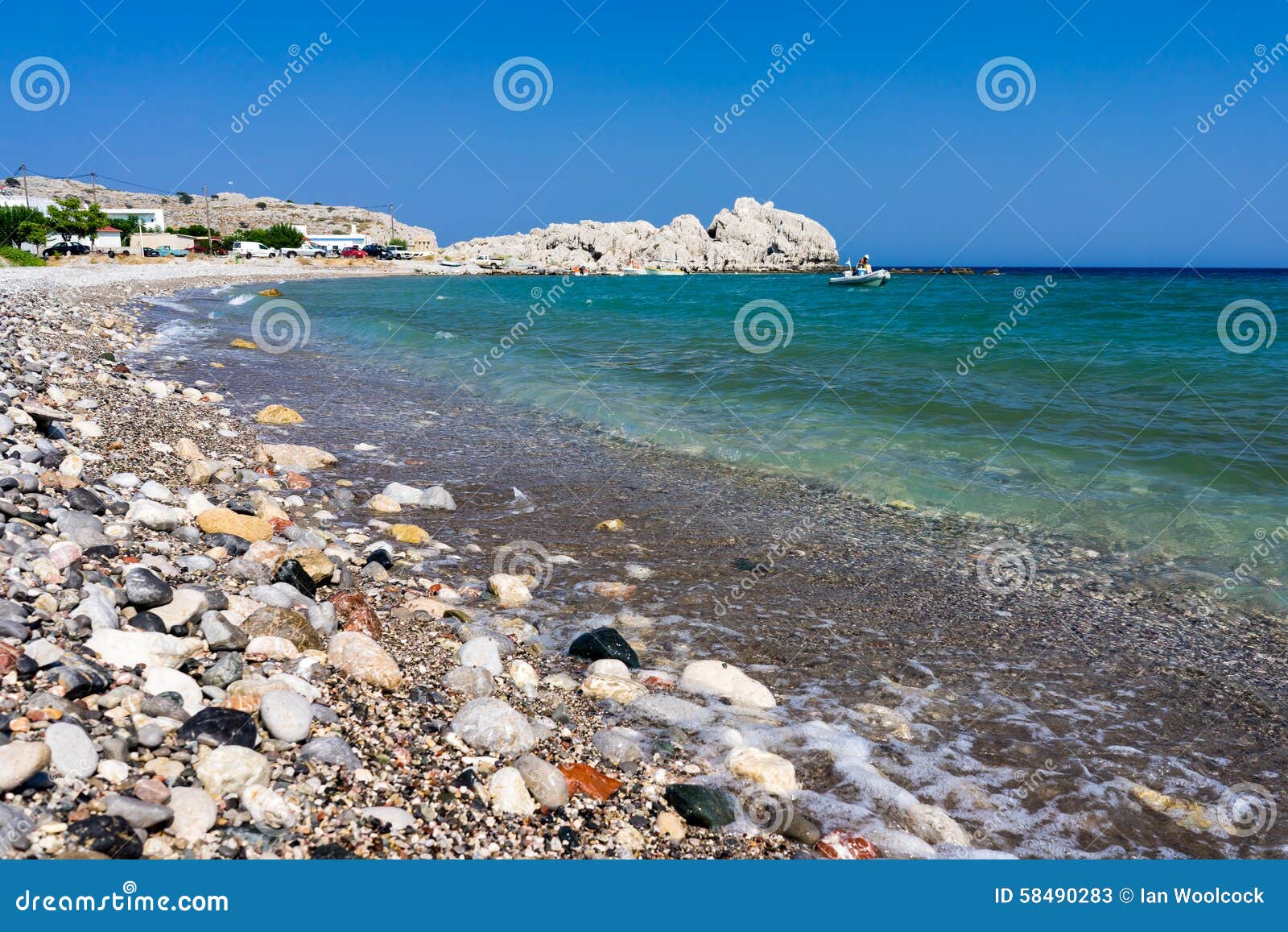Haraki Beach Rhodes stock image. Image of coastline, greek - 58490283