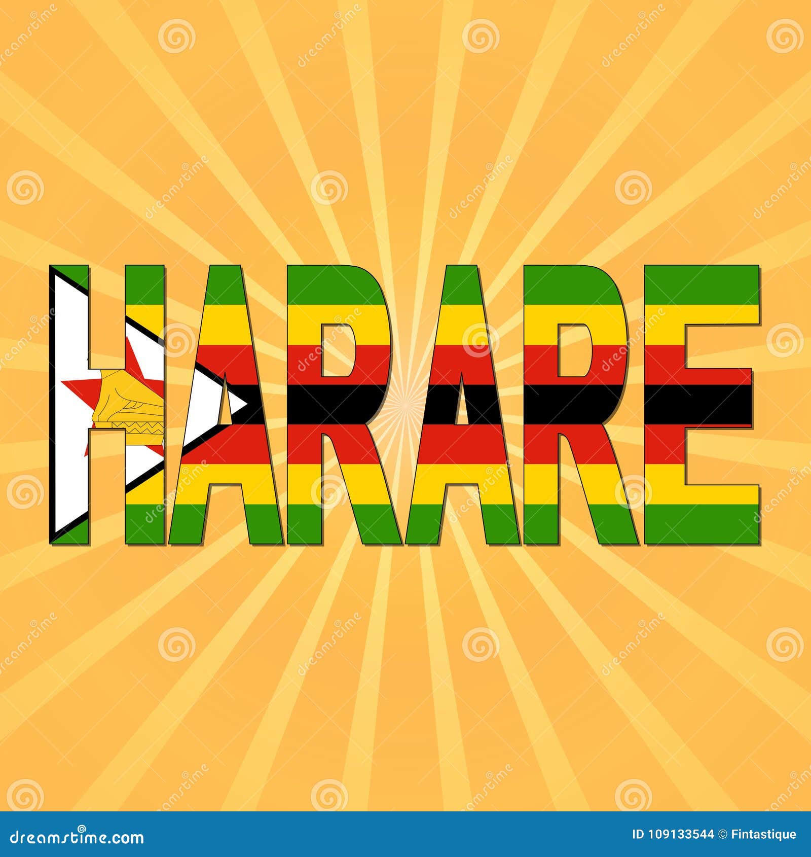 Harare Flag Text with Sunburst Illustration Stock Illustration ...