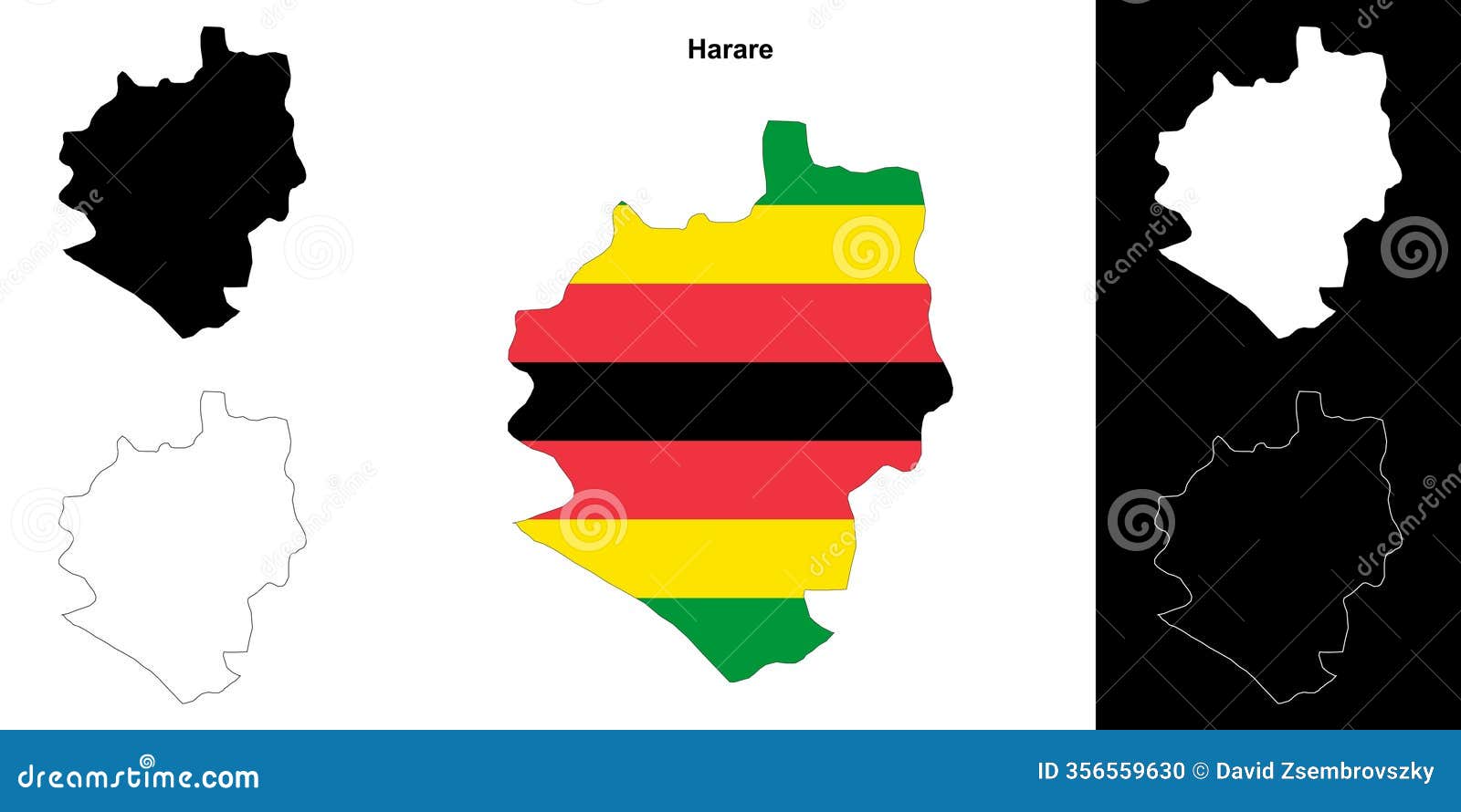 Harare outline map stock illustration. Illustration of blank - 356559630