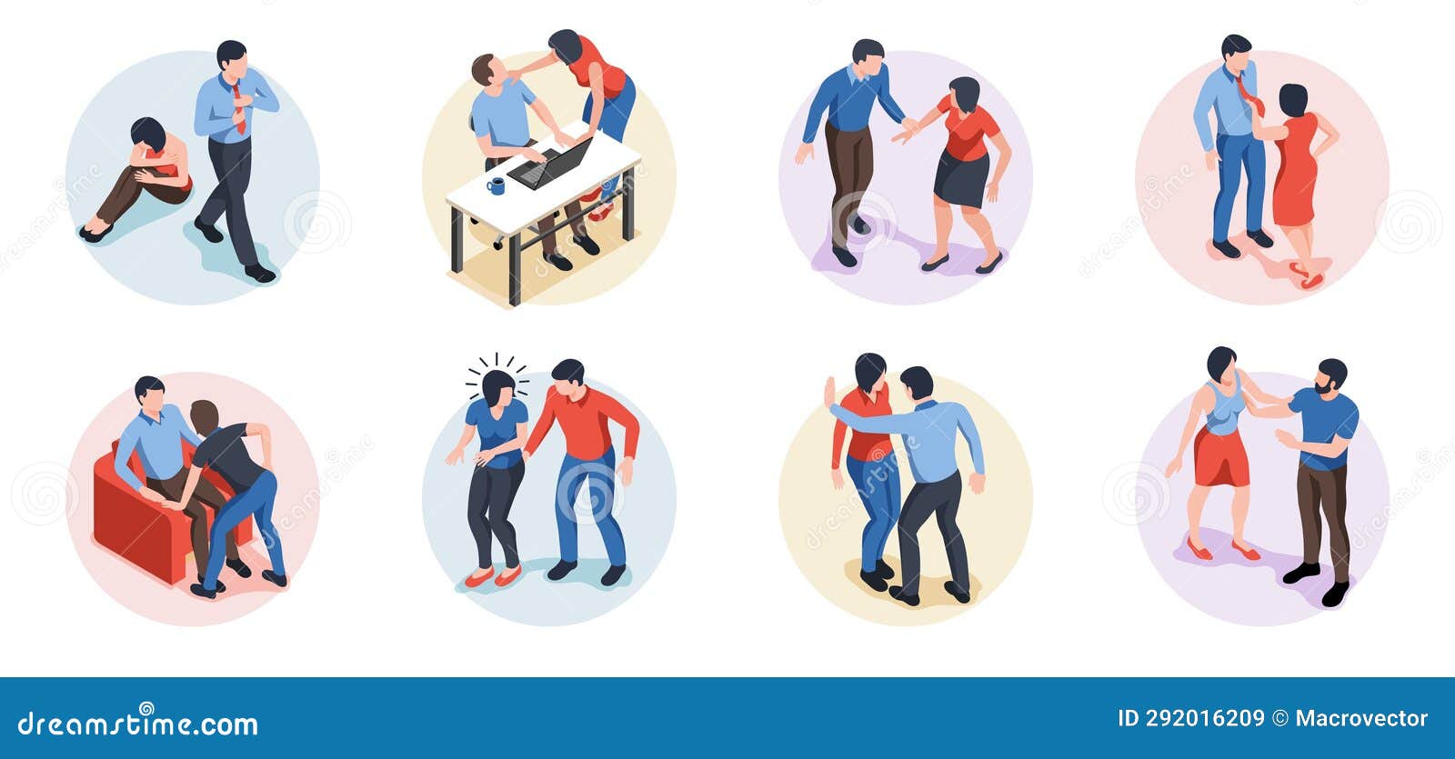 Harassment Isometric Compositions Set Stock Vector - Illustration of ...